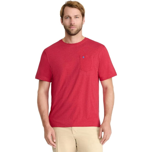 IZOD Men's Saltwater Soft Wash Pocket Crew T-Shirt, Glossy Red, X-Large ...