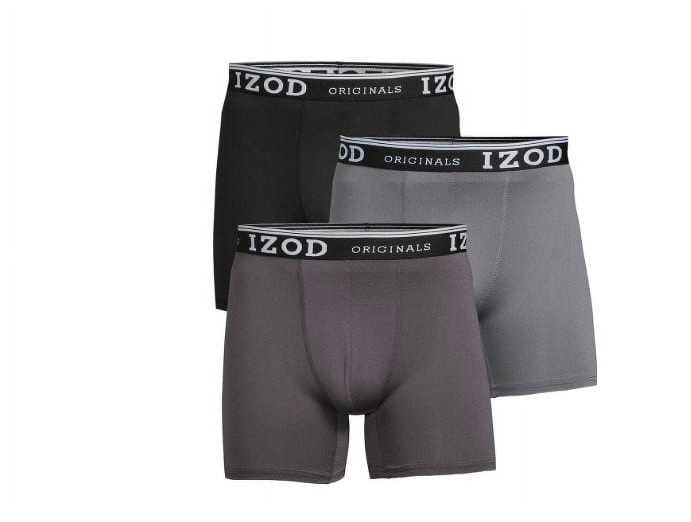 IZOD Men's Six-inch inseam Polyester Boxer Briefs, Gray (3 Pack ...