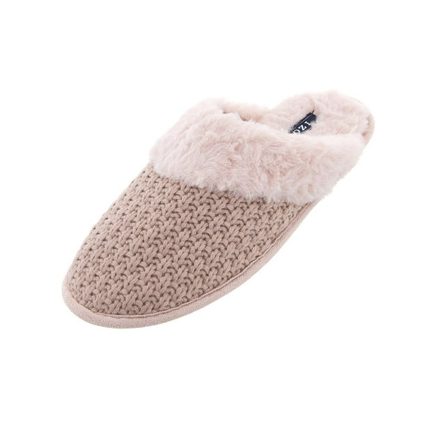 IZOD Womens Pink Knit Scuff Slippers - Walmart.com