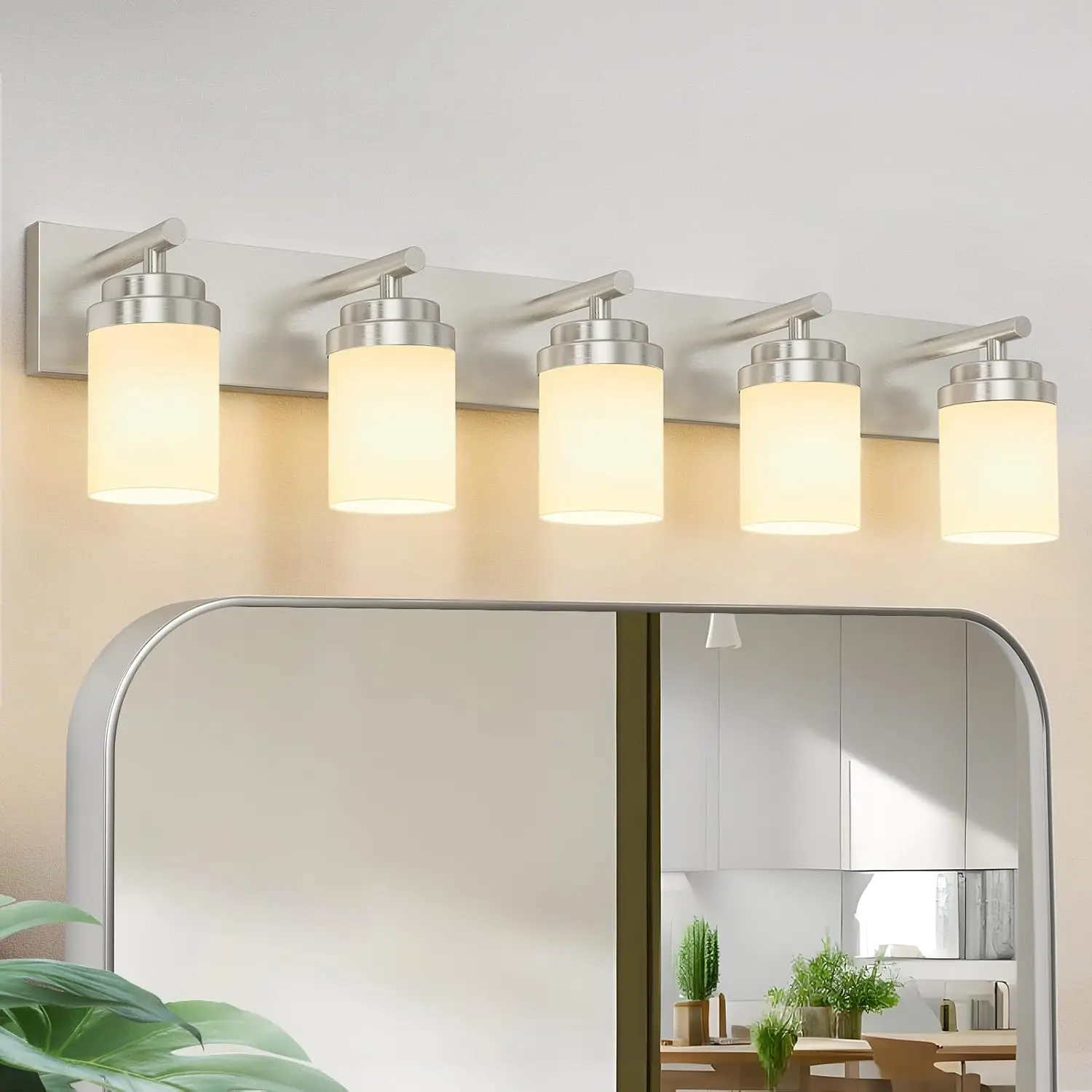 IZORRO Vanity Lights for Mirror, 5-Light 36 inch Nickel Light Fixture ...