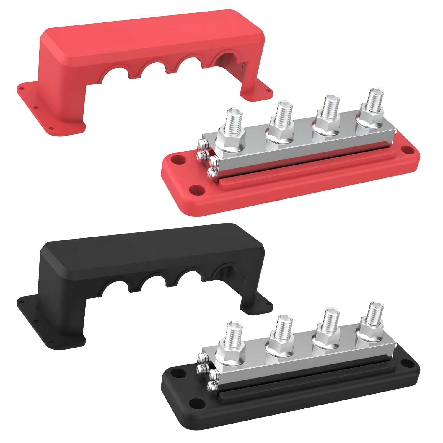 IZTOSS 2Pcs 600 A Bus Bar 12 V Power Distribution Block 4 x 3/8"(M10 ...