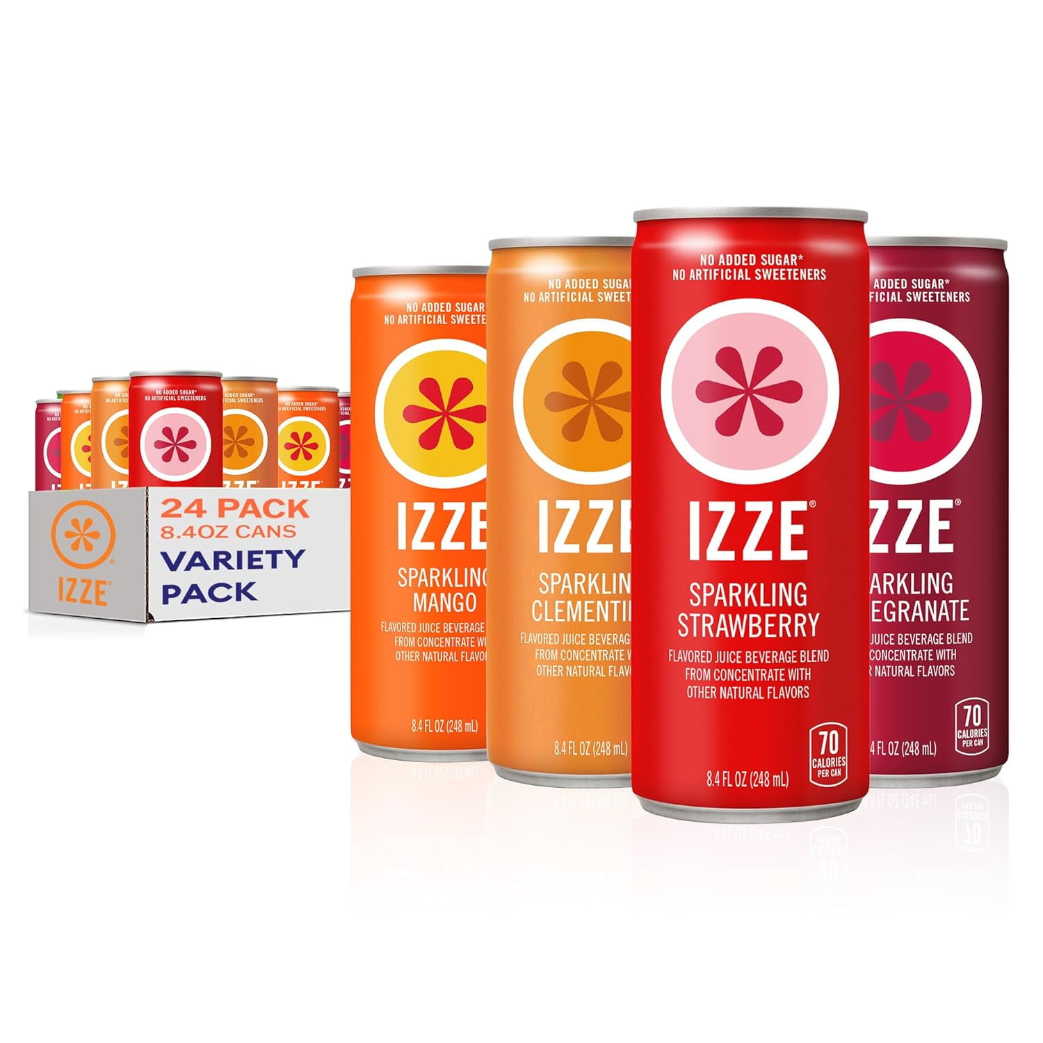 IZZE Sparkling Juice, 4 Flavor Dawn Variety Pack (Mango, Clementine, Strawberry, Pomegranate), 8 ...