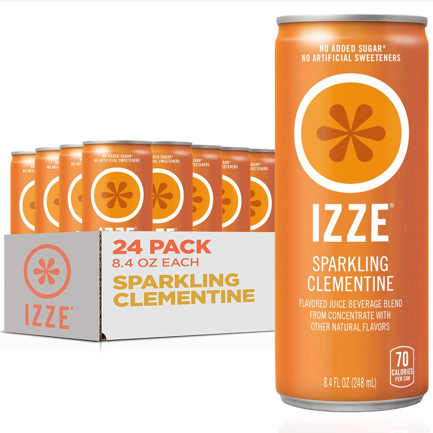 IZZE Sparkling Juice Beverage Blend, Clementine, No Sugar Added, 8.4 FL OZ, 24 Cans - Walmart.com