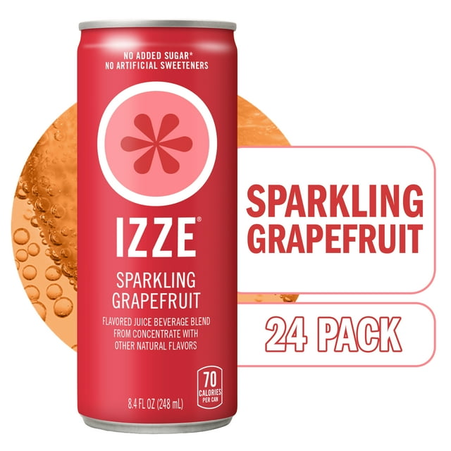 IZZE Sparkling Juice Beverage Blend, Grapefruit, No Sugar Added, 8.4 FL OZ, 24 Cans - Walmart.com