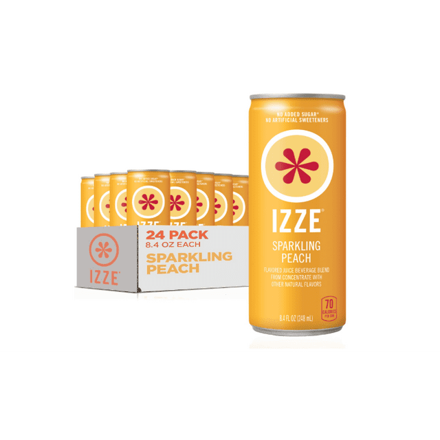 IZZE-Sparkling Juice Beverage Blend, Peach, No Sugar Added, 8.4 FL OZ, 24 Cans - Walmart.com