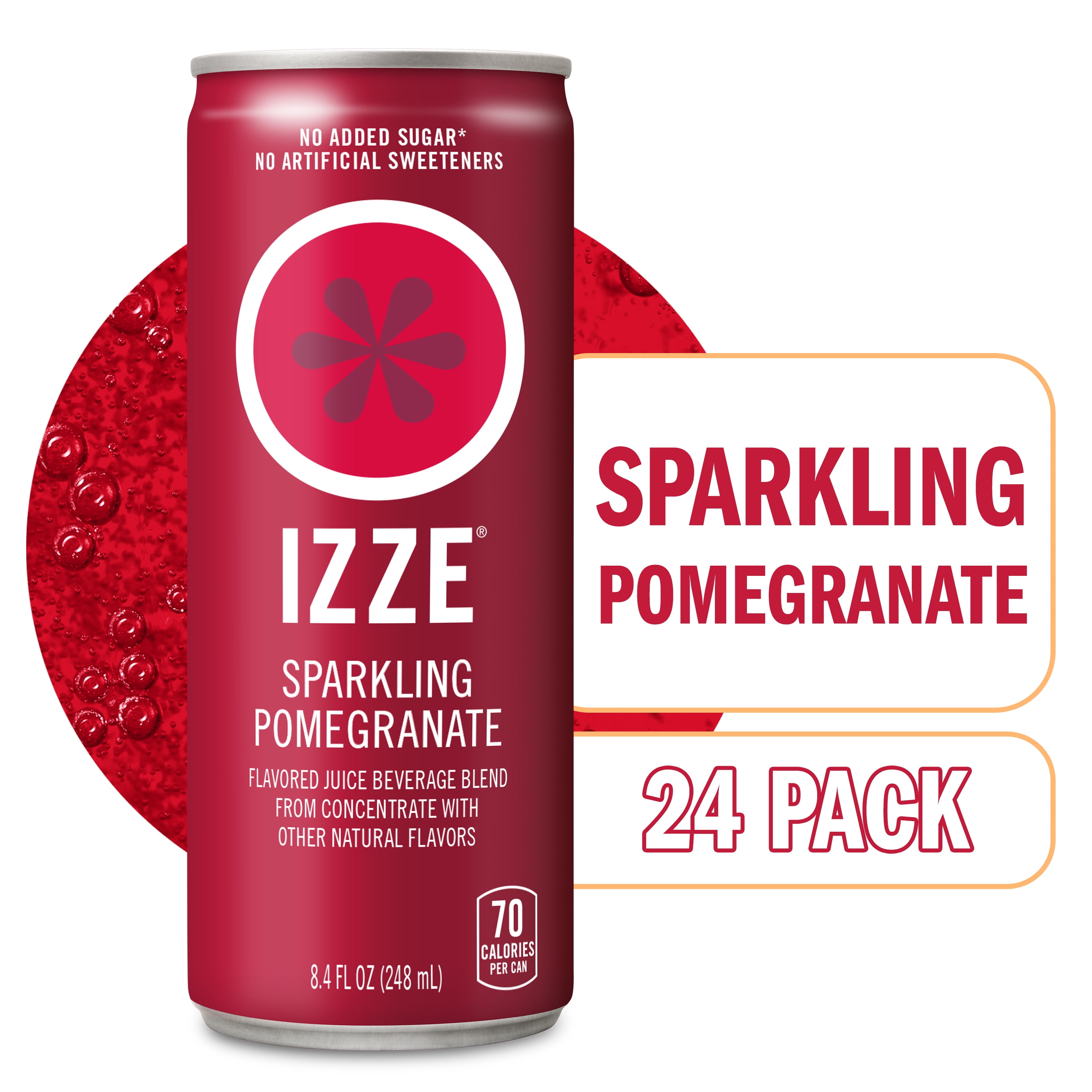 IZZE Sparkling Juice Beverage Blend, Pomegranate, No Sugar Added, 8.4 ...