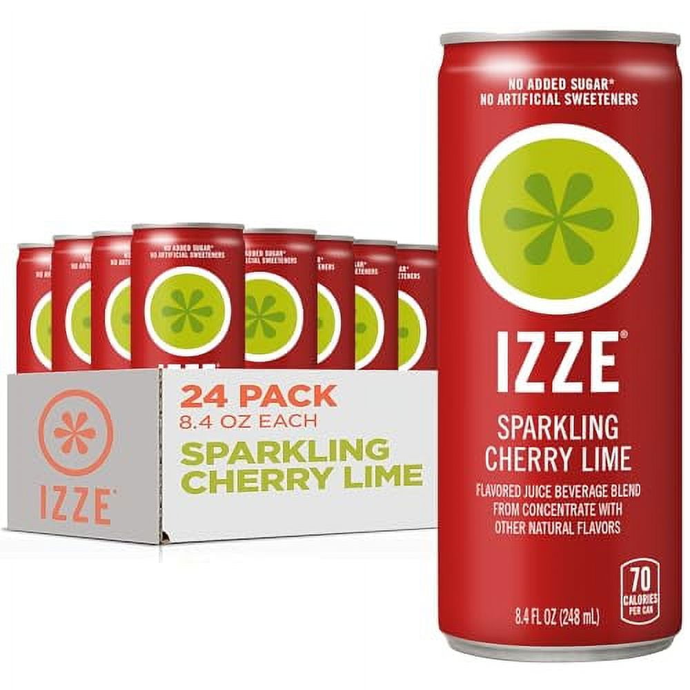 IZZE Sparkling Juice Beverage Blend, Cherry Lime, No Sugar Added, 8.4 ...
