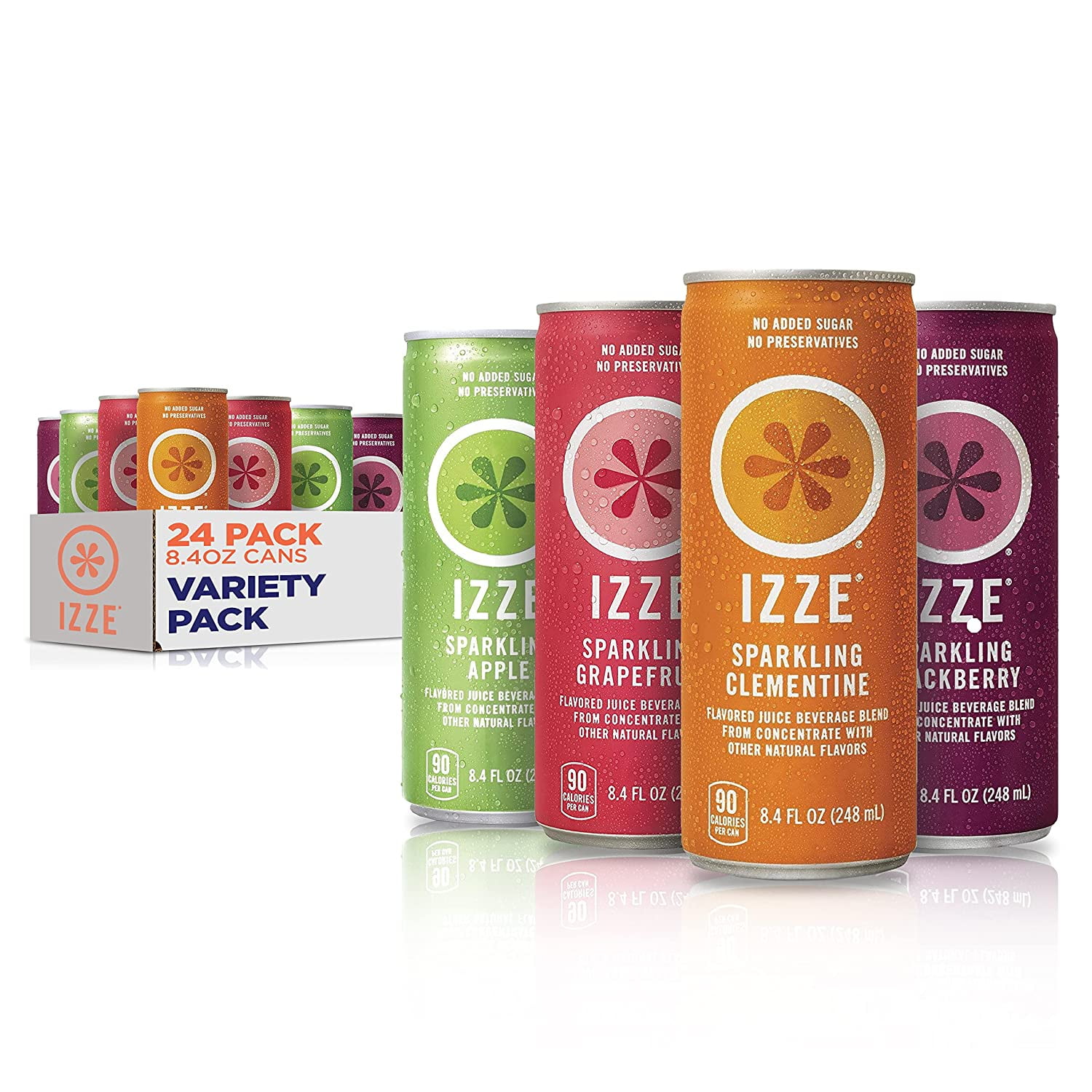 IZZE Sparkling Juice Drink 4 Flavor Variety Pack, 8.4 oz, 24 Pack Cans - Walmart.com