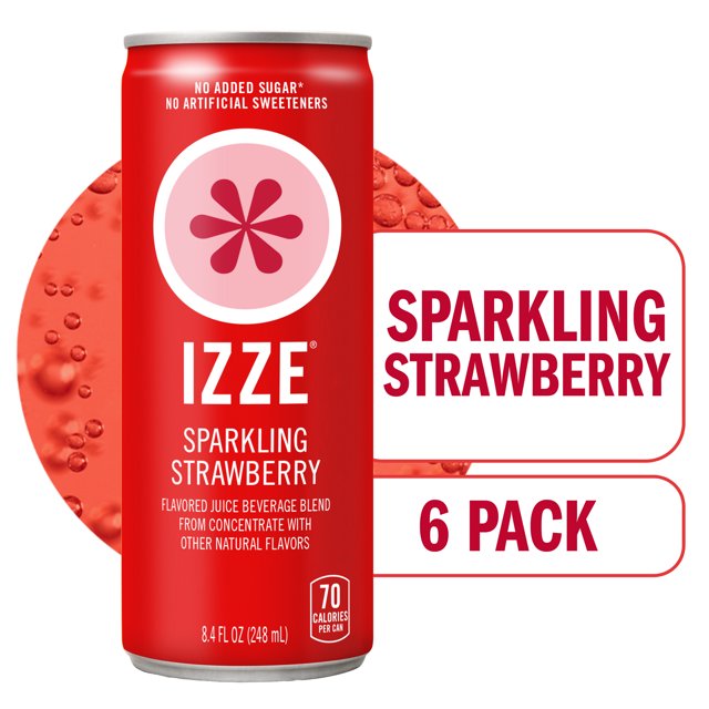 IZZE Sparkling Juice Beverage Blend, Strawberry, No Sugar Added, 8.4 FL OZ, 6 Cans - Walmart.com