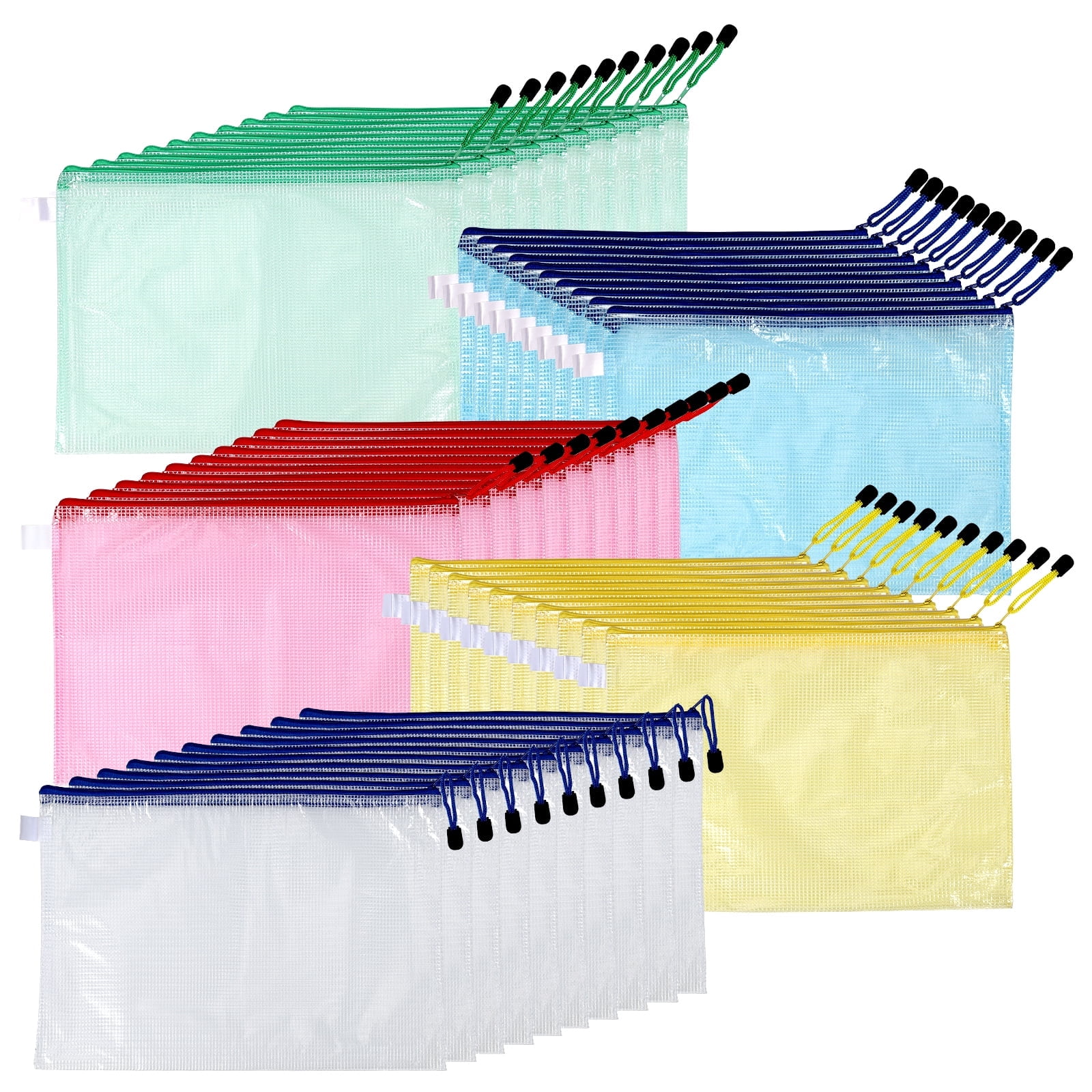 IZZONI 100-Pack Mesh Zipper Pouch Bags, A4 Letter Size Waterproof File ...