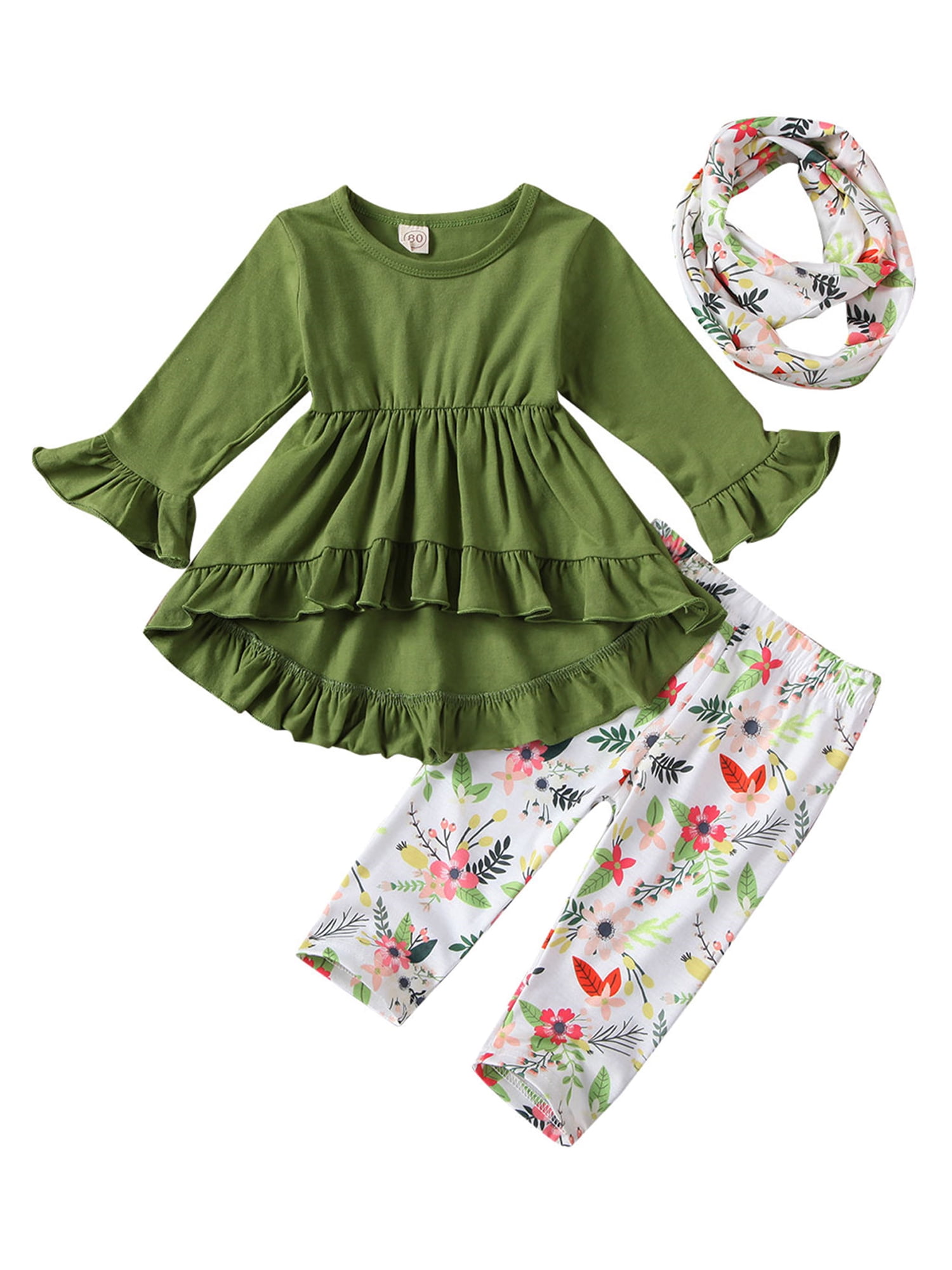 IZhansean Boutique Toddler Kids Baby Girls Ruffle Top Dress Pants ...