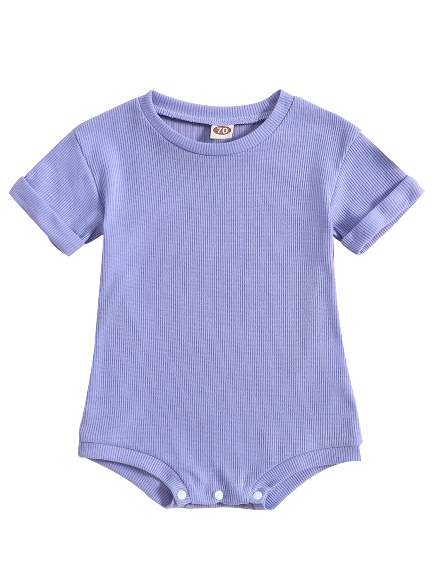 IZhansean Newborn Baby Boy Girl Plain Ribbed Bubble Romper Oversized ...