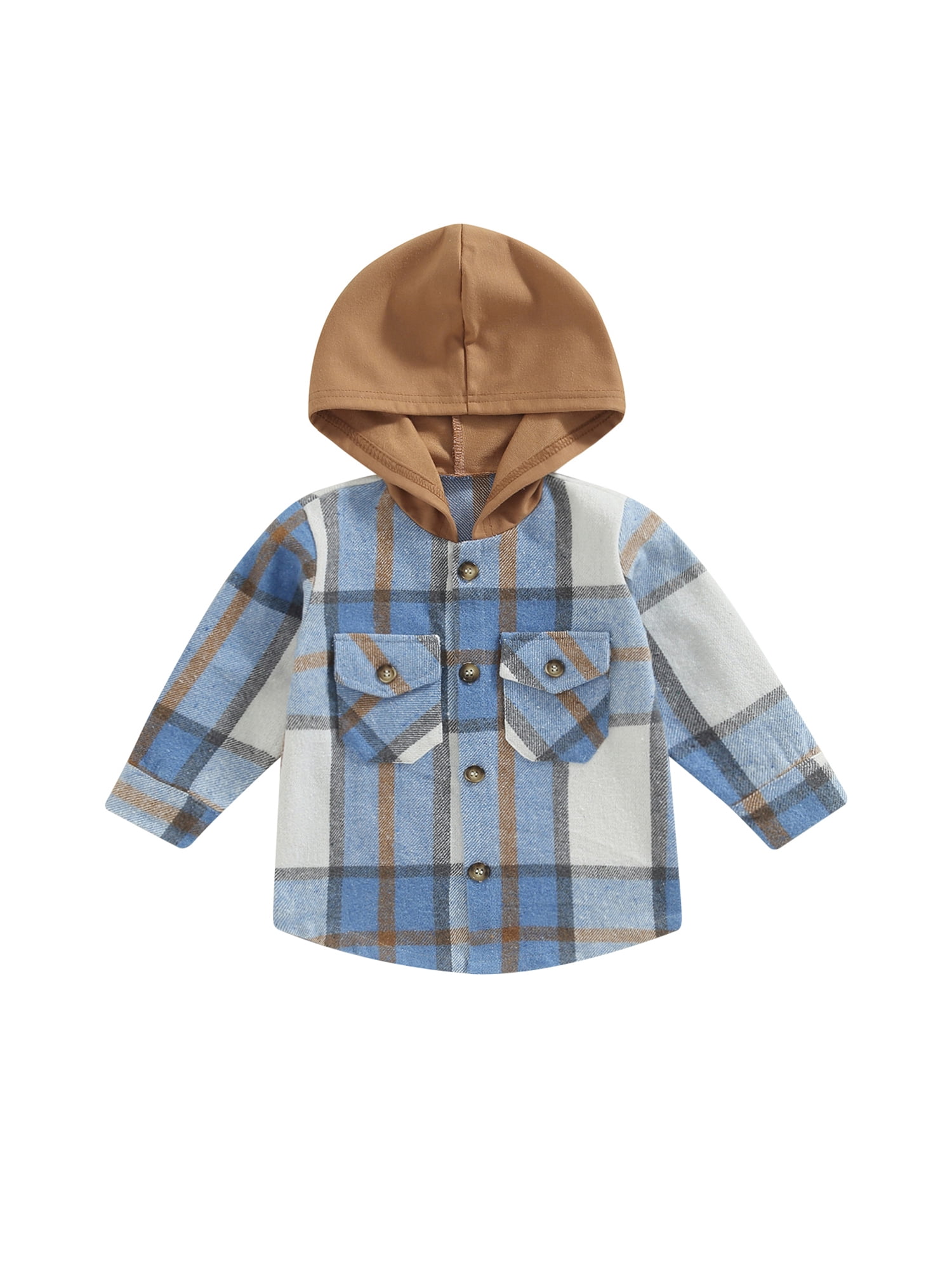 IZhansean Toddler Baby Boy Girl Hooded Shacket Long Sleeve Lapel Button ...