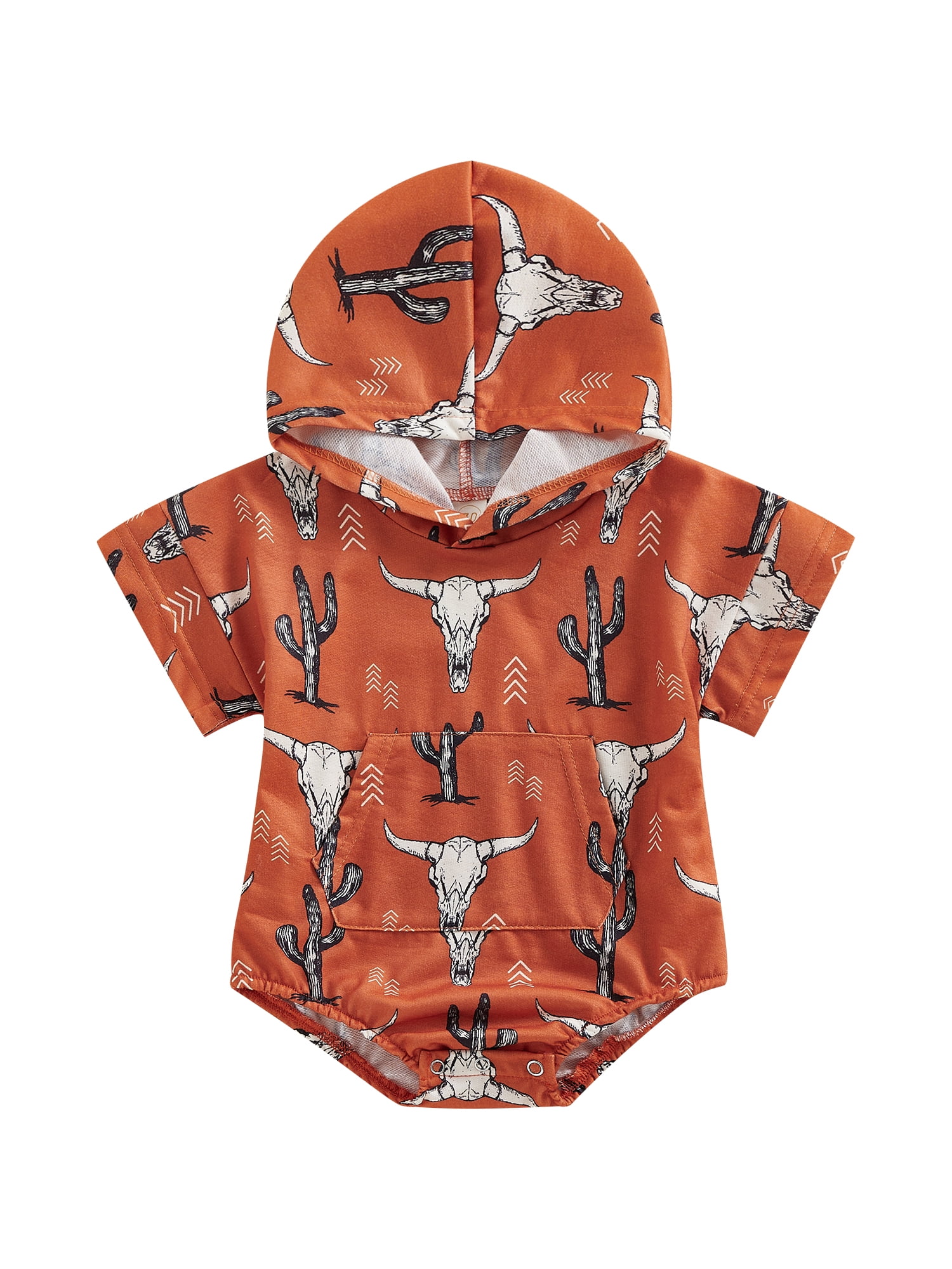 IZhansean Western Baby Boy Girl Clothes Cow Print Short Sleeve Hoodie Romper Bodysuit Jumpsuit ...