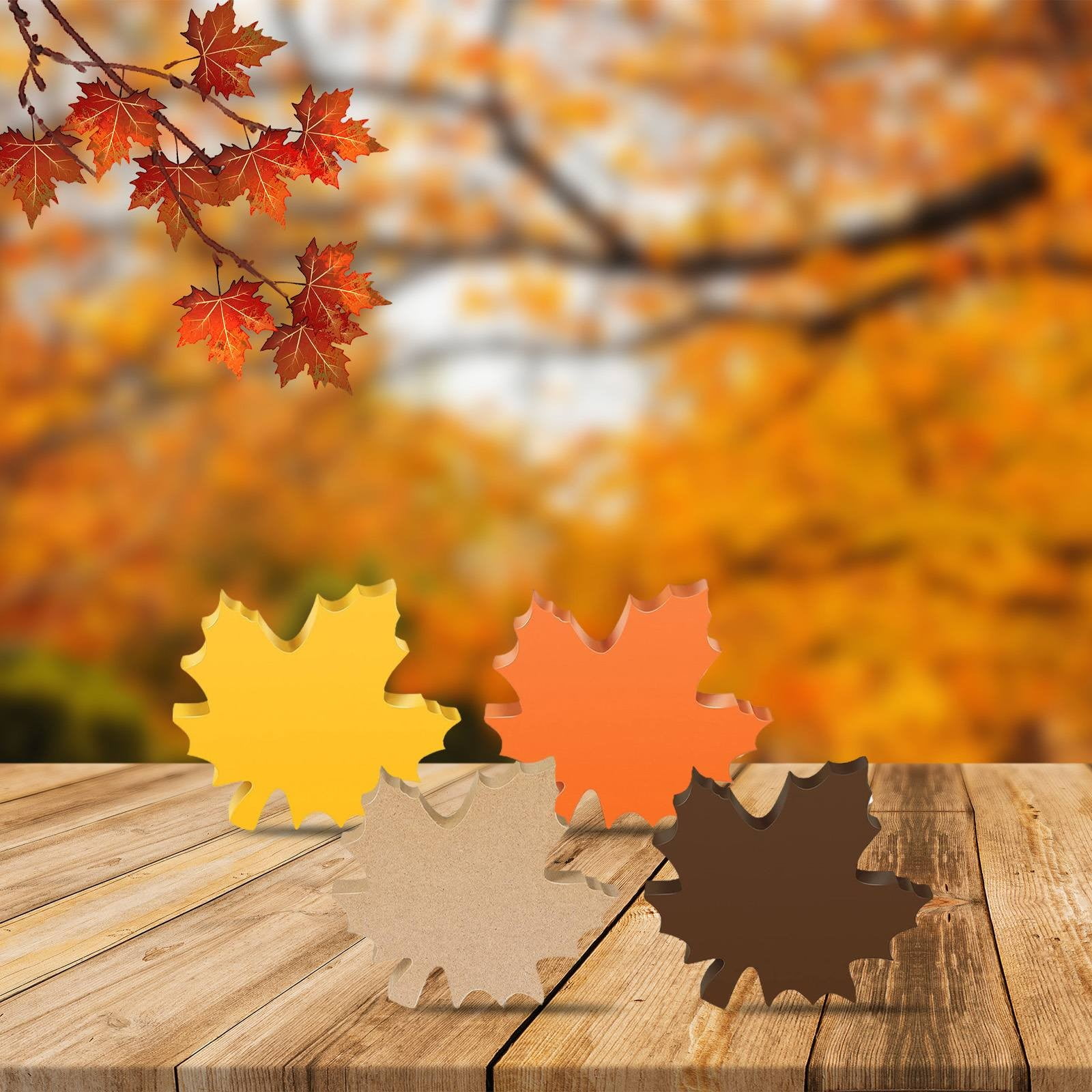 Iamnij 4 Pieces Fall Tray Decor Fall Maple Table Wooden Sign ...