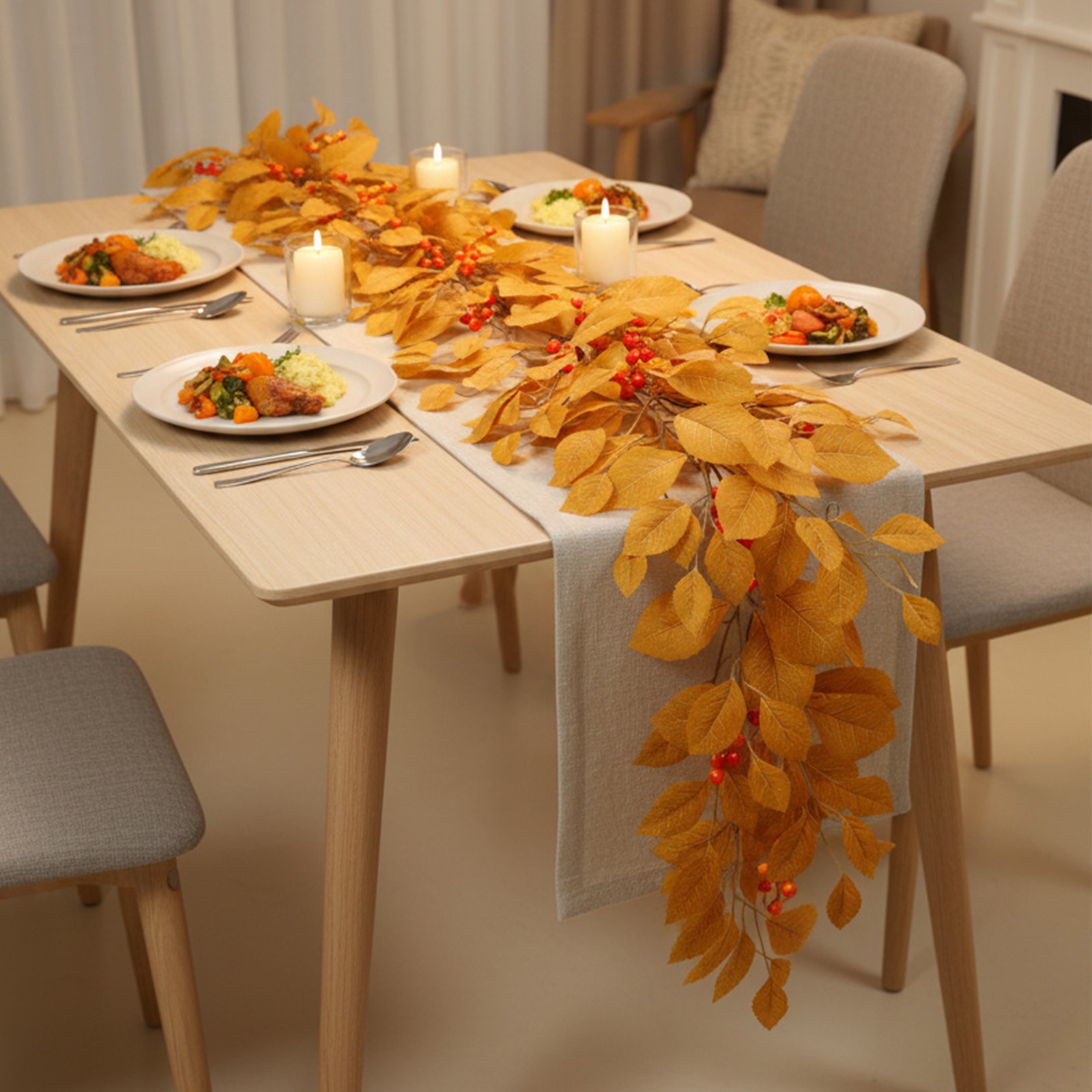 Iamnij Realistic Artificial Leaf Garland,Realistic Artificial Fall ...