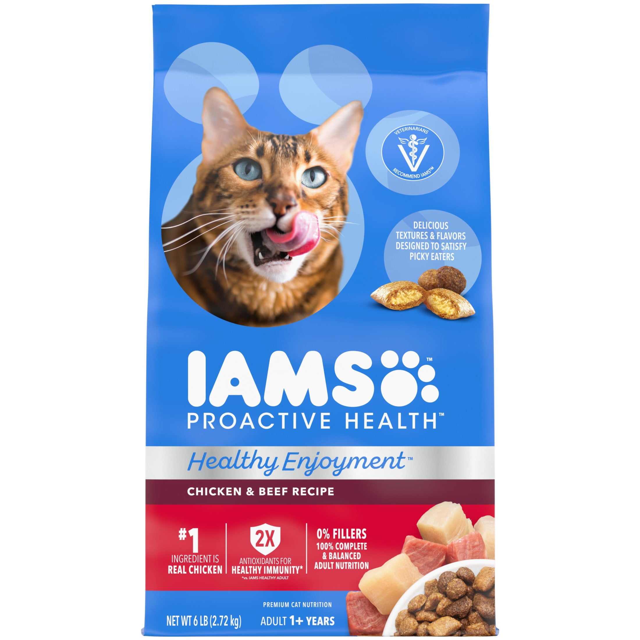 IAMS Healthy Enjoyment Dry Cat Food Chicken Beef Recipe 6 Lb Bag for ...