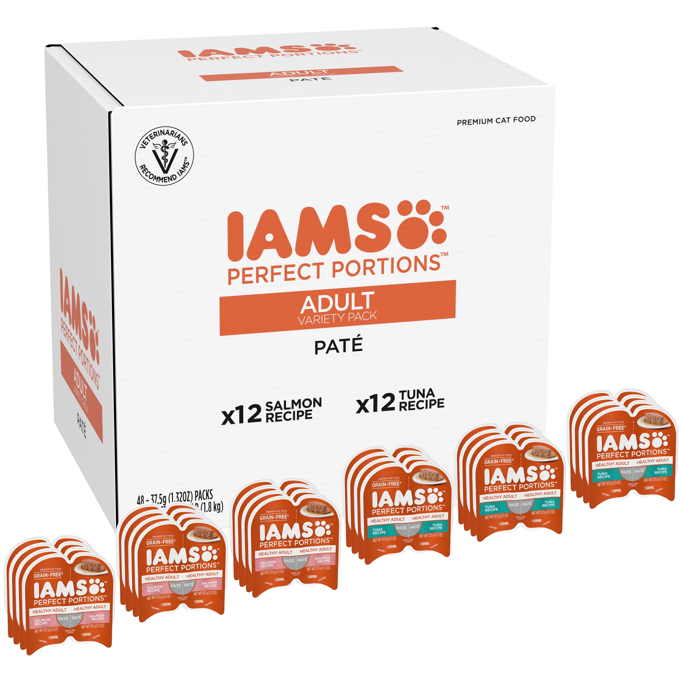 Iams Perfect Portions Healthy Adult Pate, Variety Recipe Wet Cat Food ...