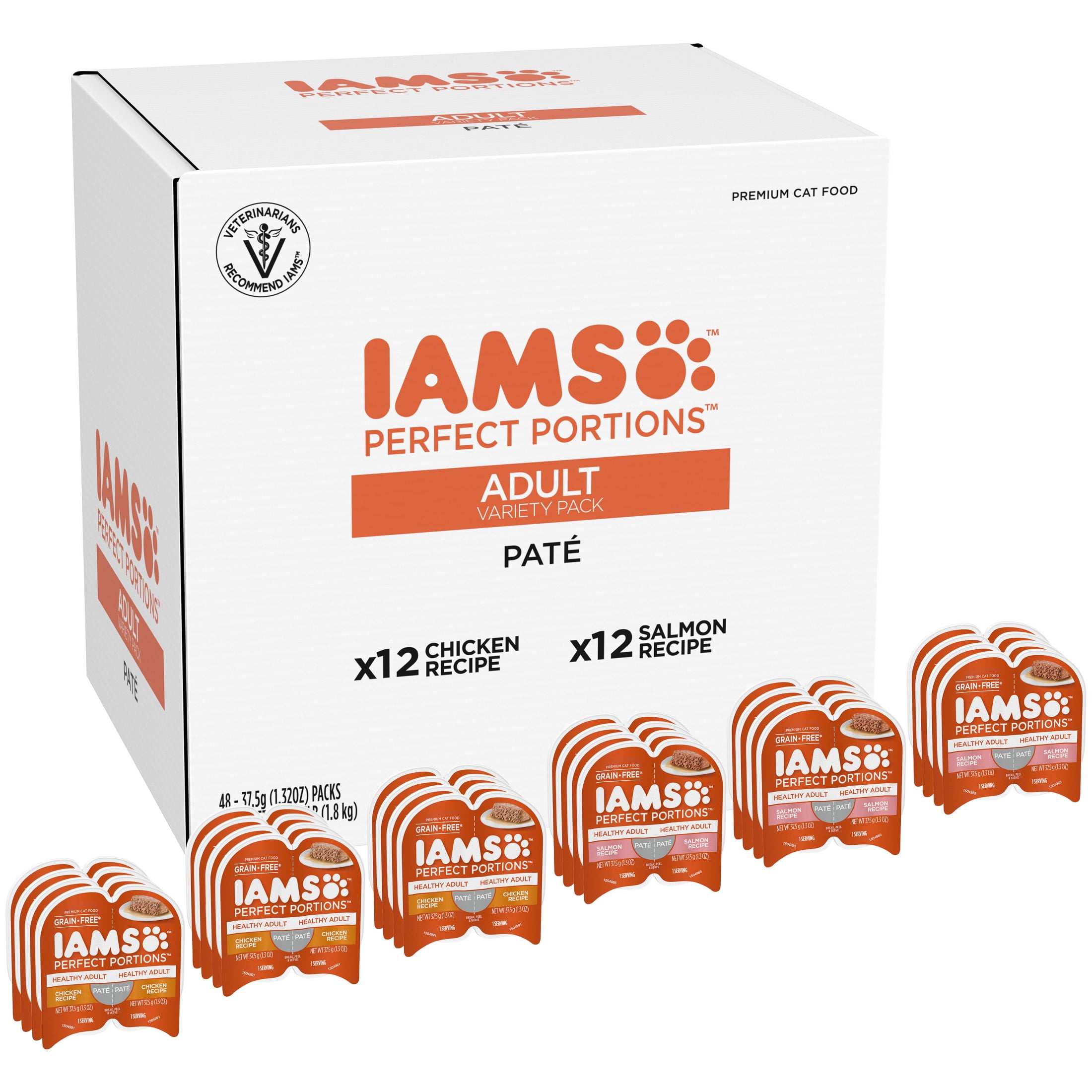 Iams Perfect Portions Healthy Adult Pate Wet Cat Food, Variety Recipe ...