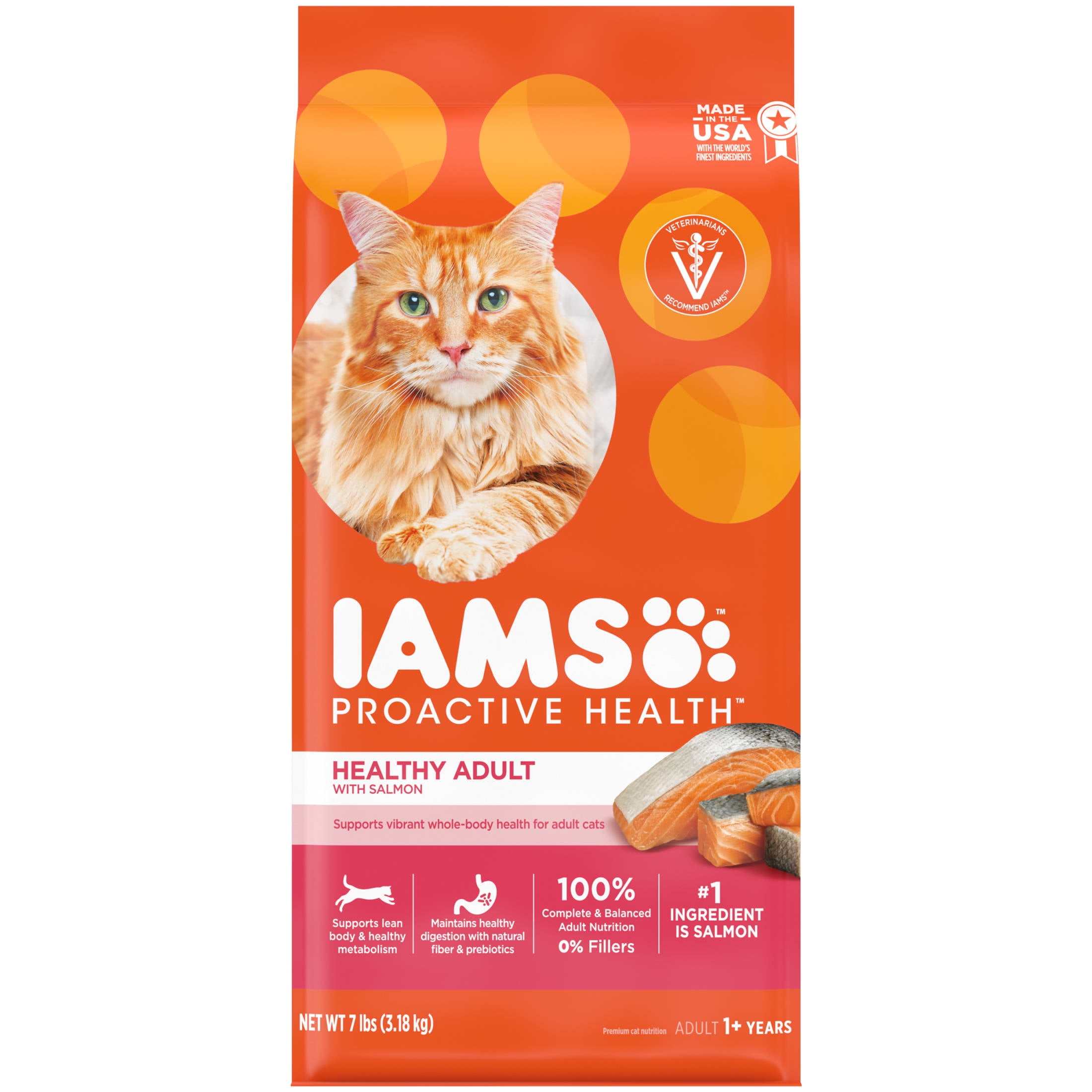 Iams Proactive Health Salmon Flavor Dry Cat Food For Adult Cats, 7 Lb ...