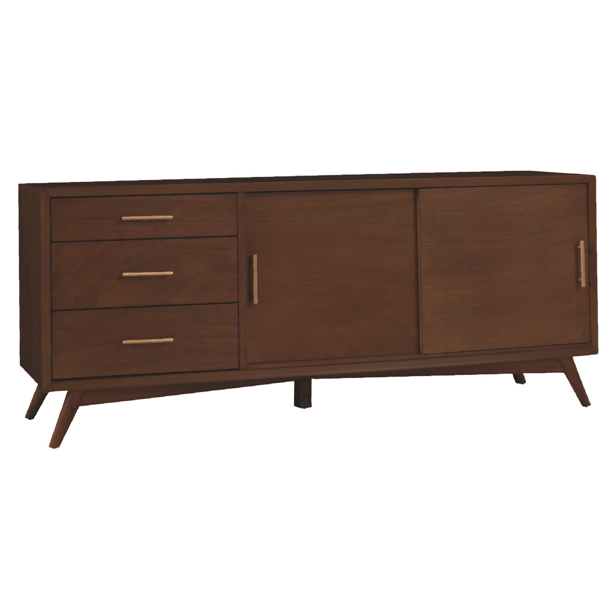 Ian 64 Inch TV Media Entertainment Center, 3 Drawers, 2 Doors, Walnut ...
