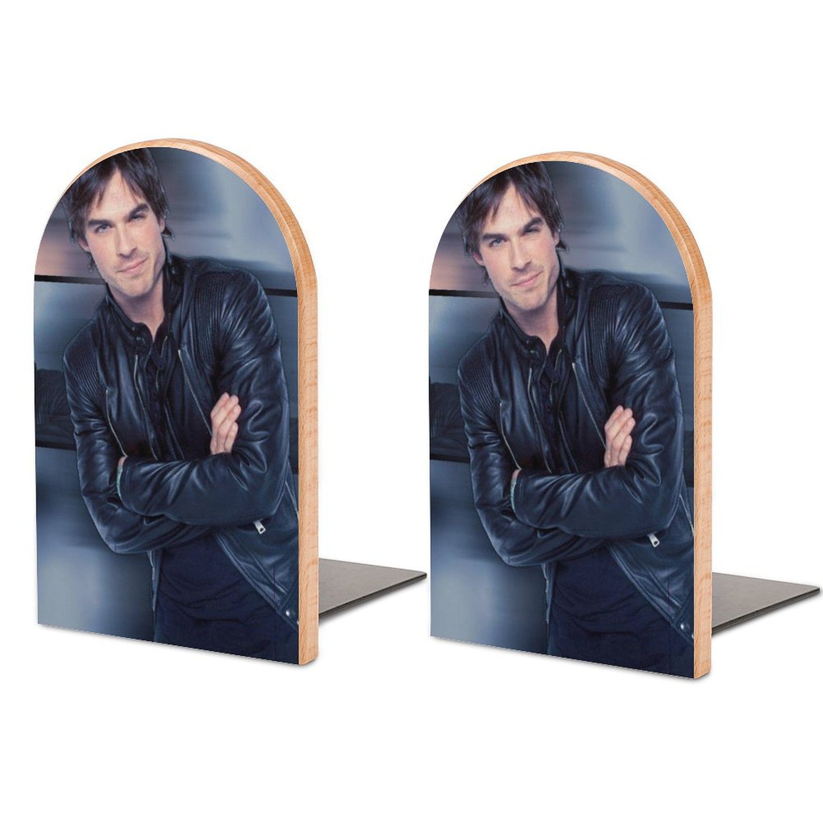 Ian Joseph Somerhalder Bookends Wood Book Divider Decor Shelves Non ...