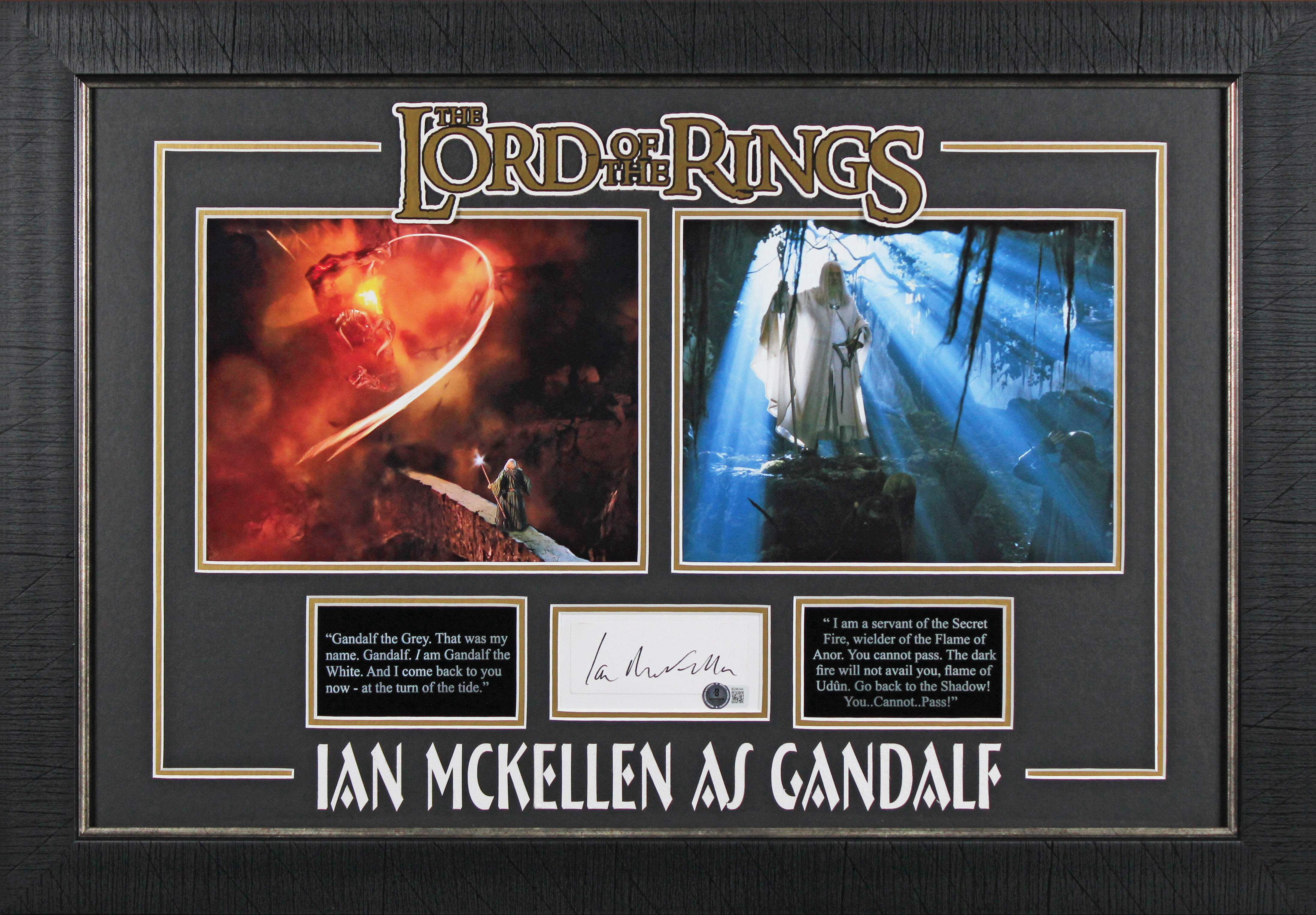 Ian McKellen Lord of the Rings Signed Framed 2x4 Cut Signature BAS # ...