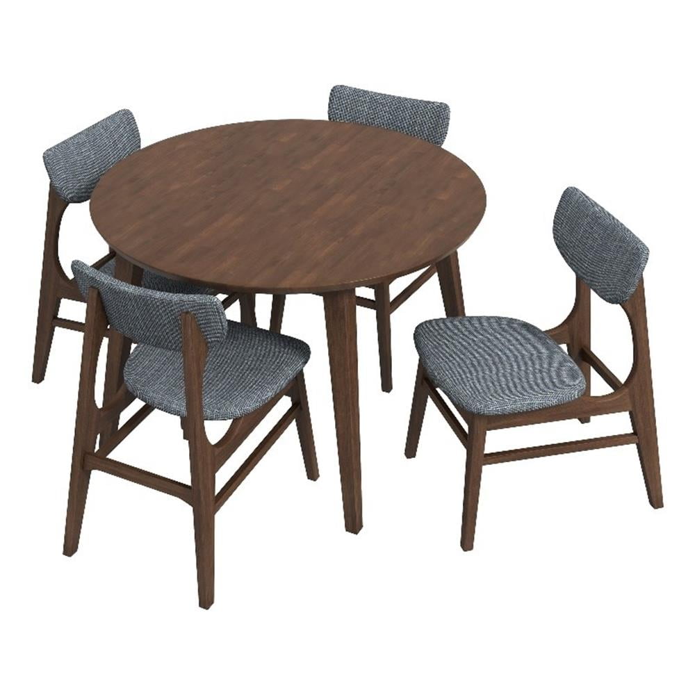 Ian Modern Solid Wood Walnut 5 Piece Dining Room & Kitchen Set ...