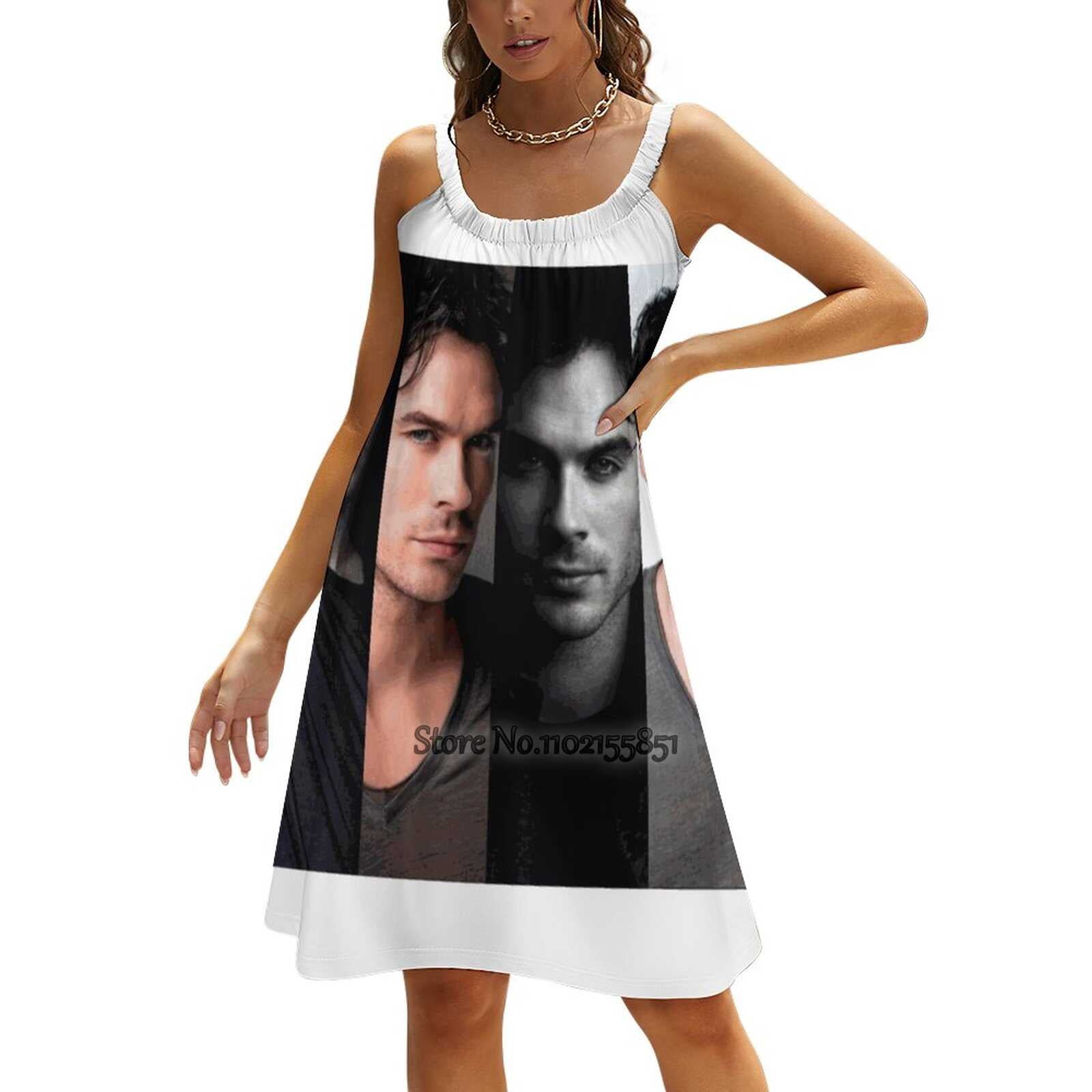 Ian Somerhalder Square Neck Dress Back Lacing Backless Dress Elegant ...