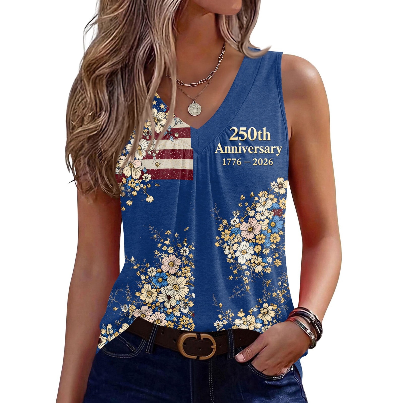 Iaqnaocc 250 Anniversary Usa Shirt Tank Tops for Women Sleeveless ...