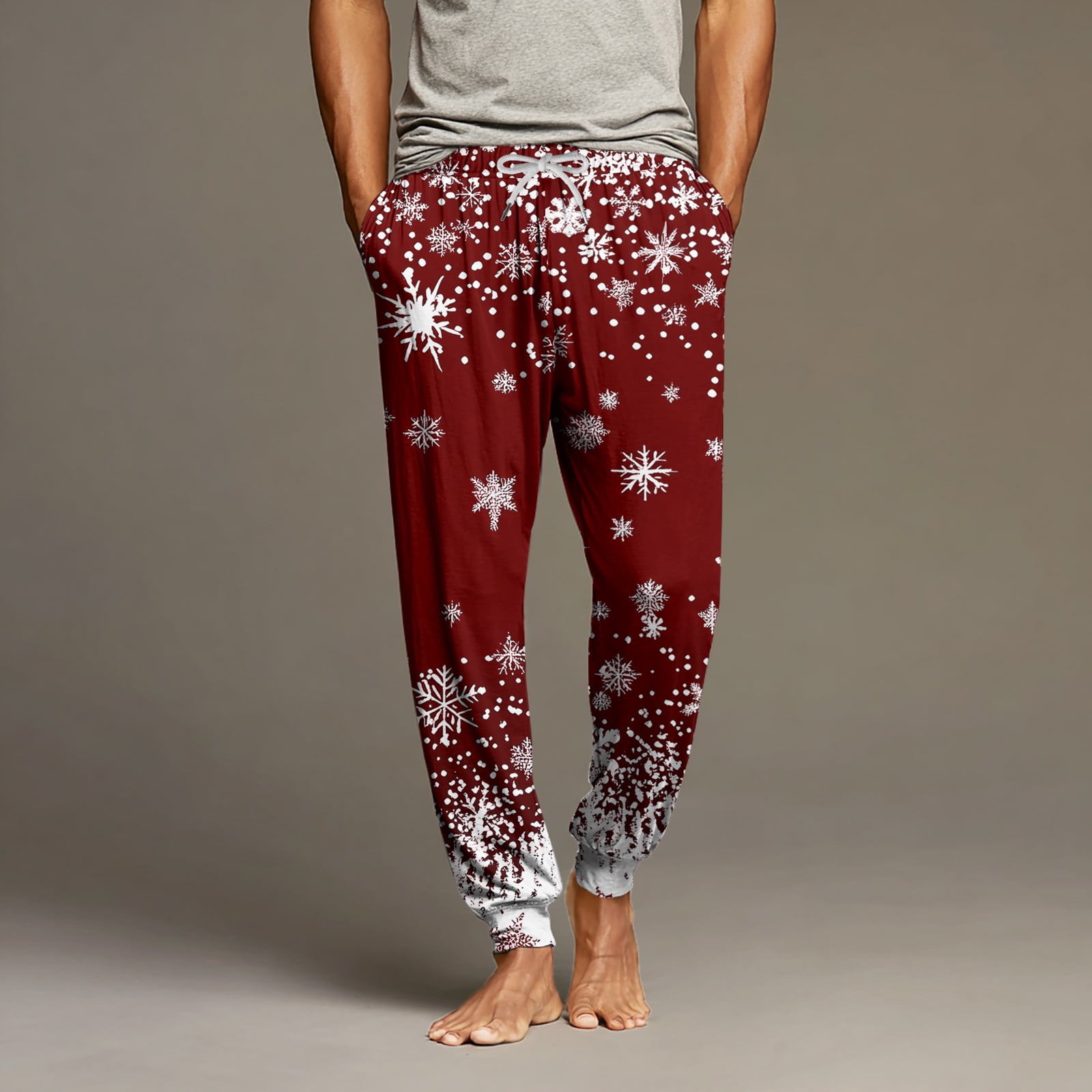 Iaqnaocc Christmas Pajama Pants Men Fashion Christmas Tree Printed ...