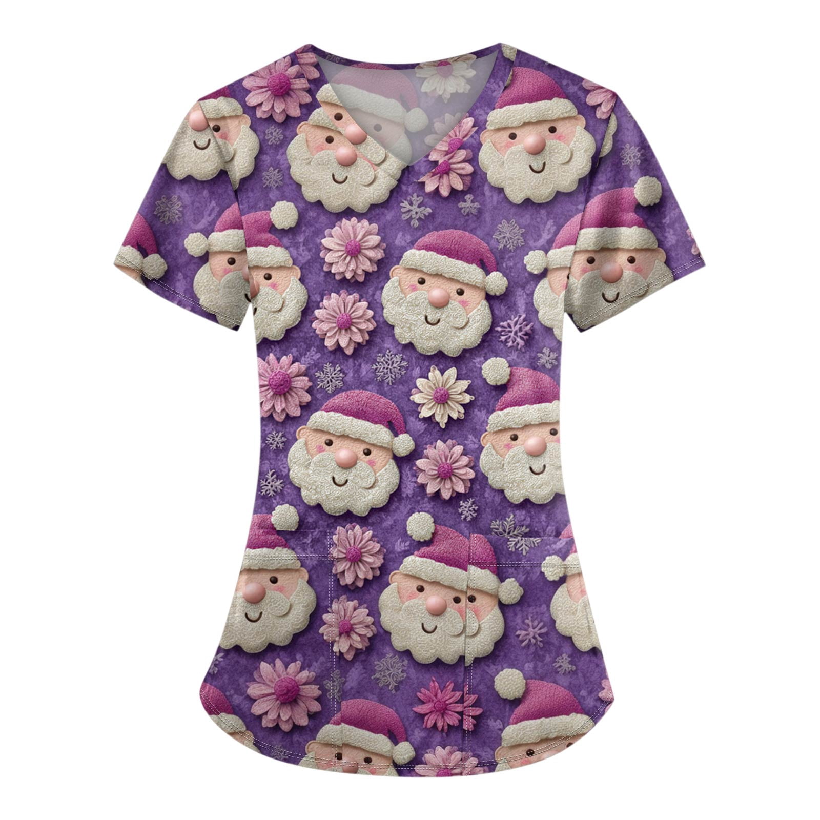 Iaqnaocc Christmas Scrub Tops for Women 3d Xmas & Snowflake Graphic ...