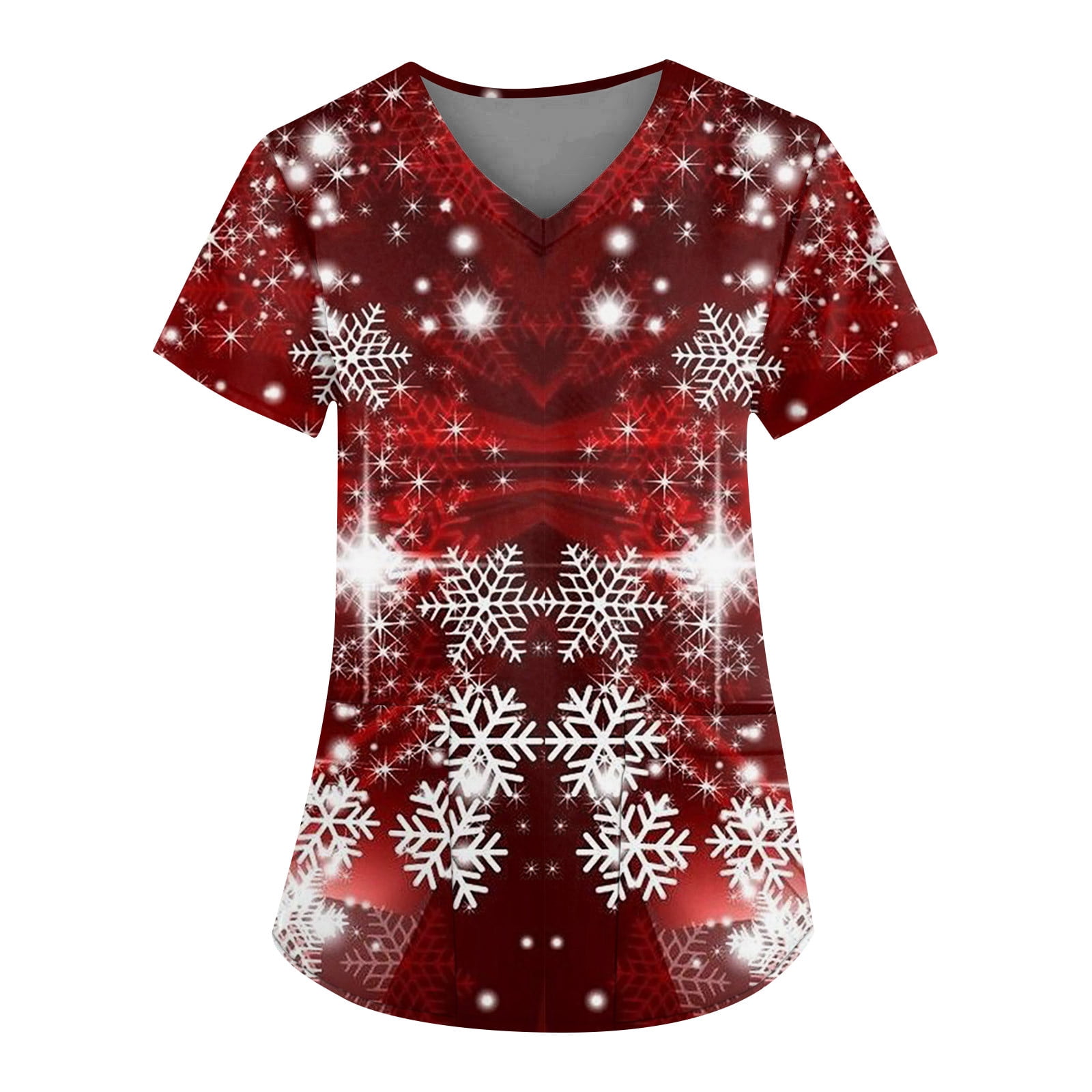 Iaqnaocc Christmas Scrub Tops Women Classic Fit V-Neck Funny Xmas ...