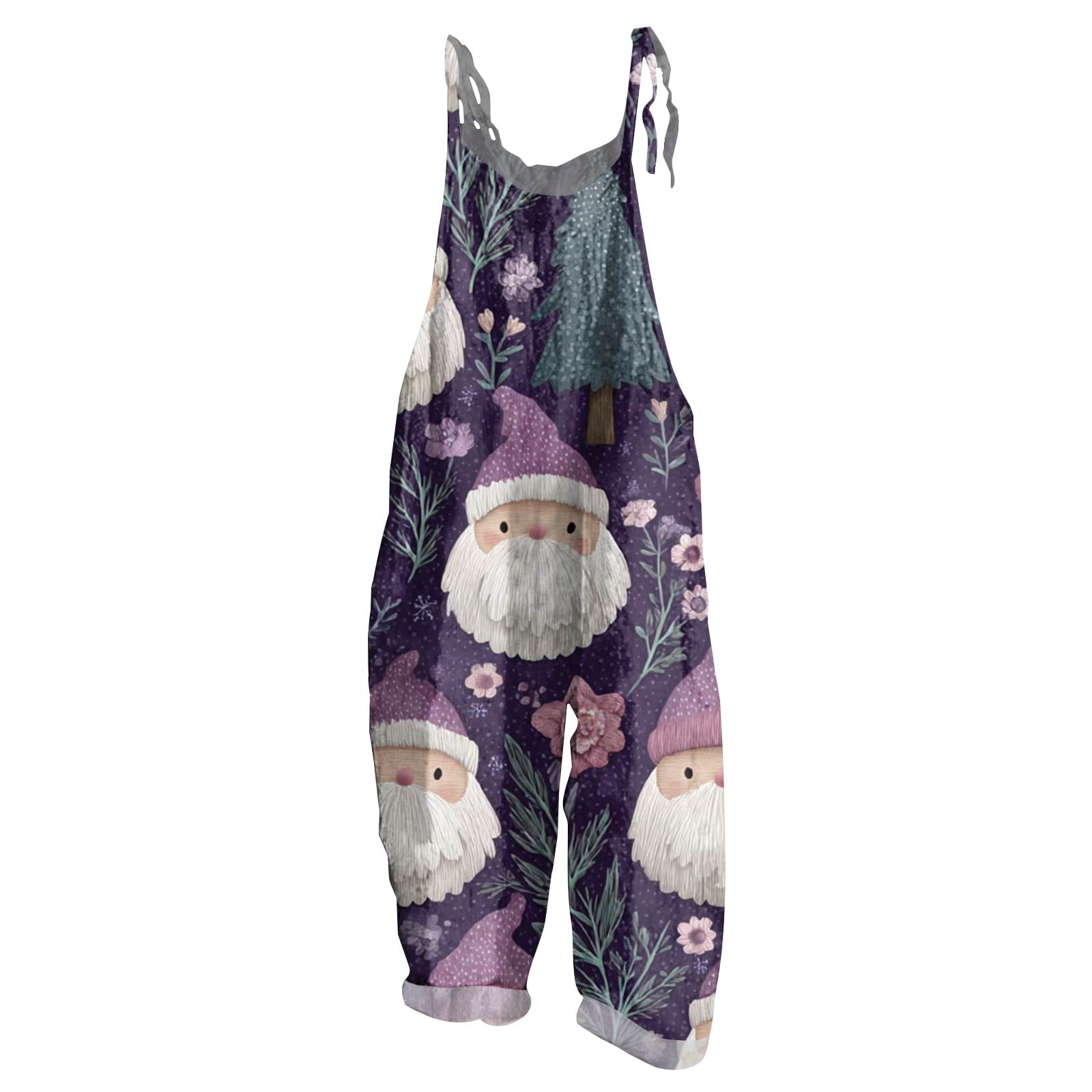 Iaqnaocc Christmas Women's Jumpsuits Plus Size Santa Claus Print ...