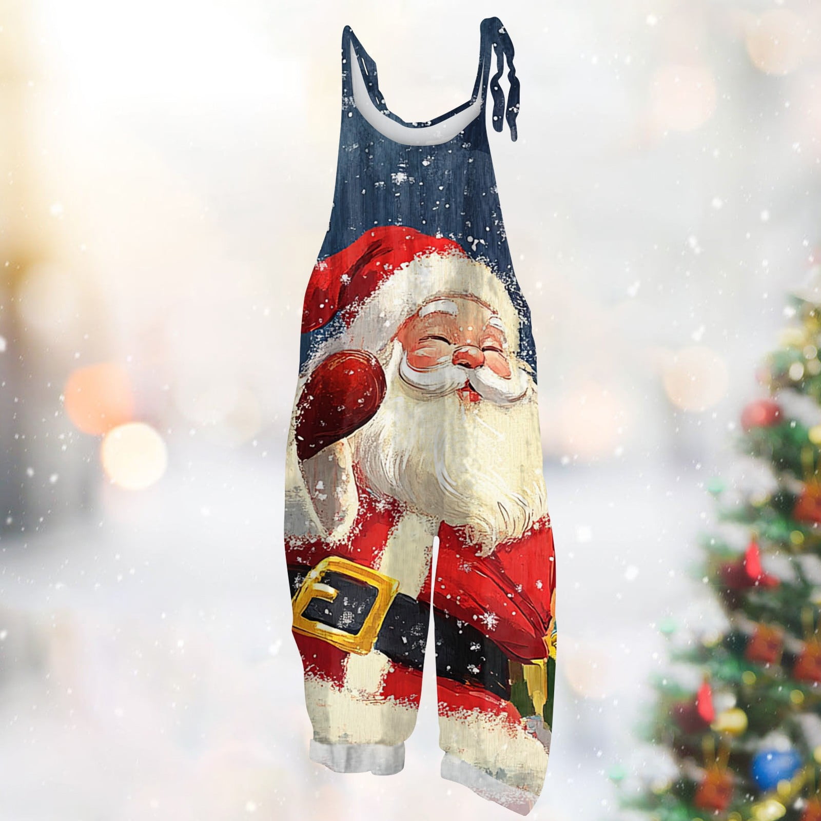 Iaqnaocc Christmas Women's Jumpsuits Plus Size Snowflake Santa Graphic ...