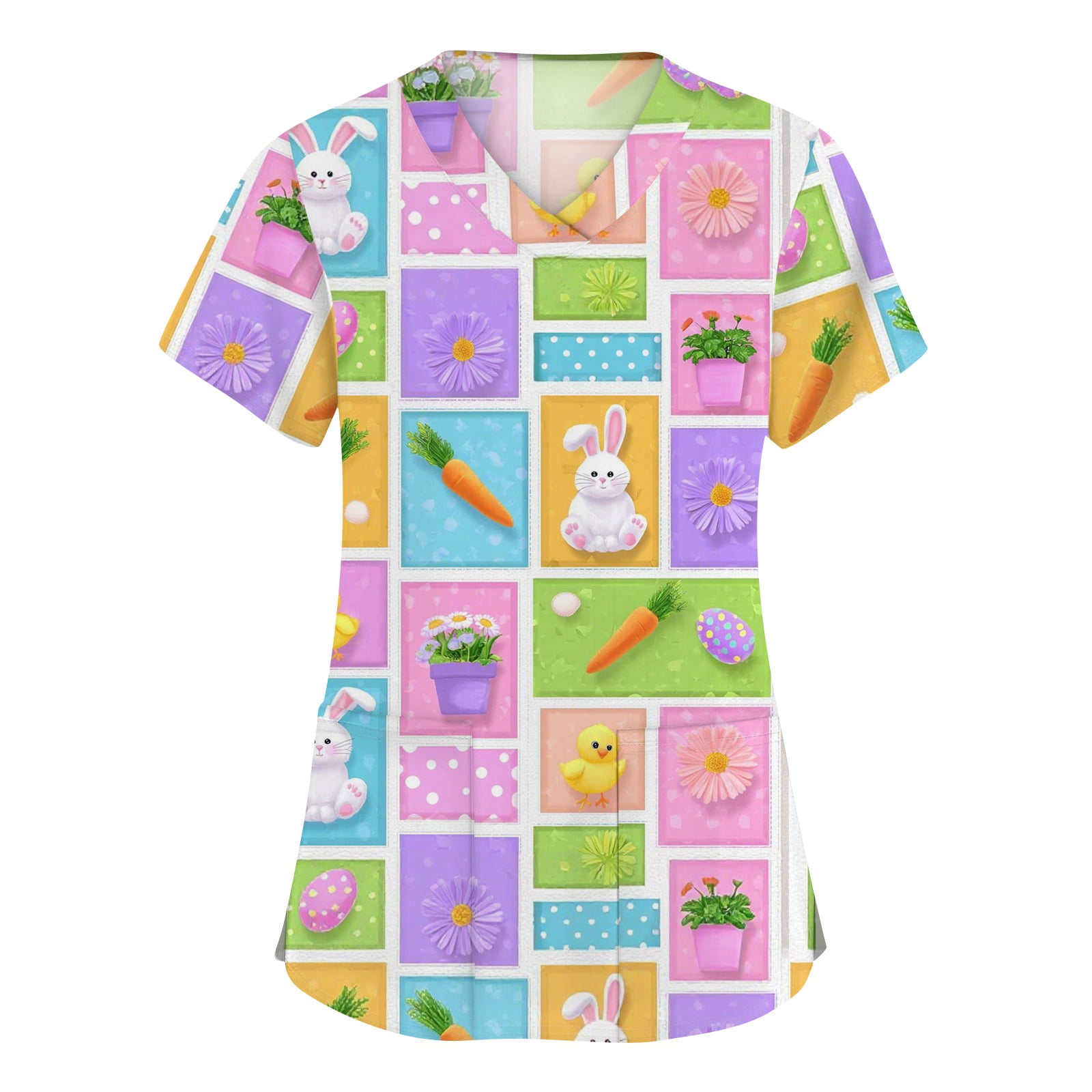 Iaqnaocc Easter Scrubs for Women Funny Bunny Rabbit Carrot Costume ...