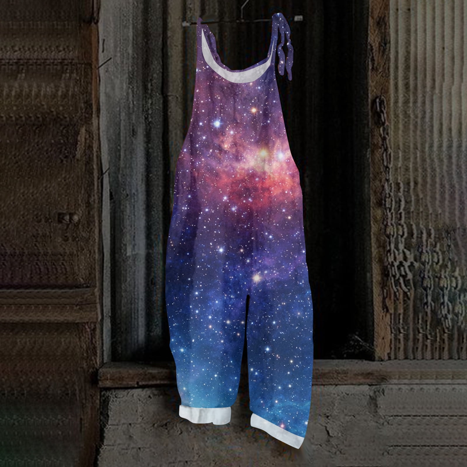 Iaqnaocc Jumpsuits For Women Plus Size Boho Starry Sky Sleeveless Wide ...