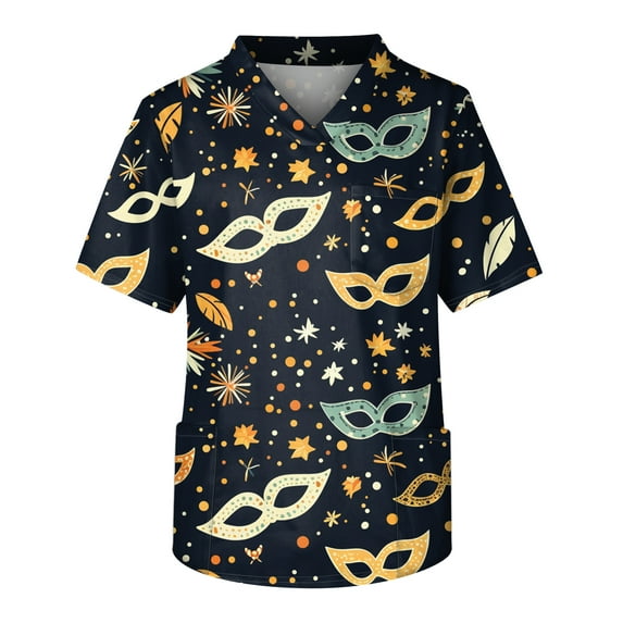 Iaqnaocc Mardi Gras Scrubs for Men Big and Tall Carnival Mask Moisture ...