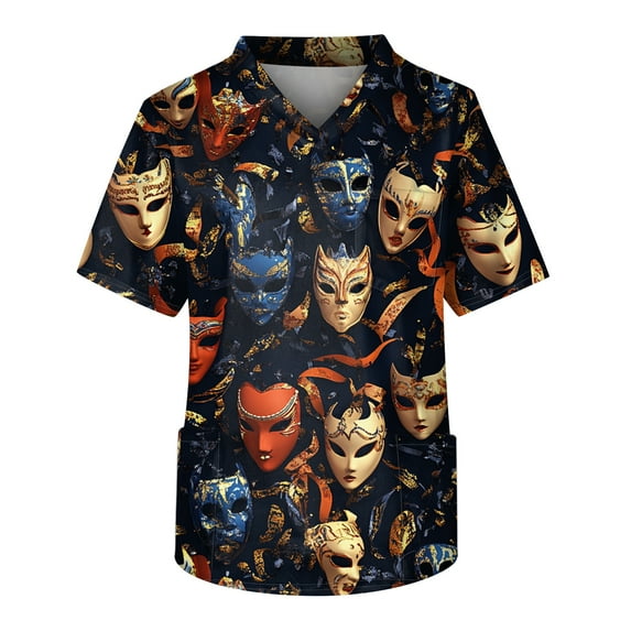 Iaqnaocc Mardi Gras Scrubs for Men Big and Tall Carnival Prints ...