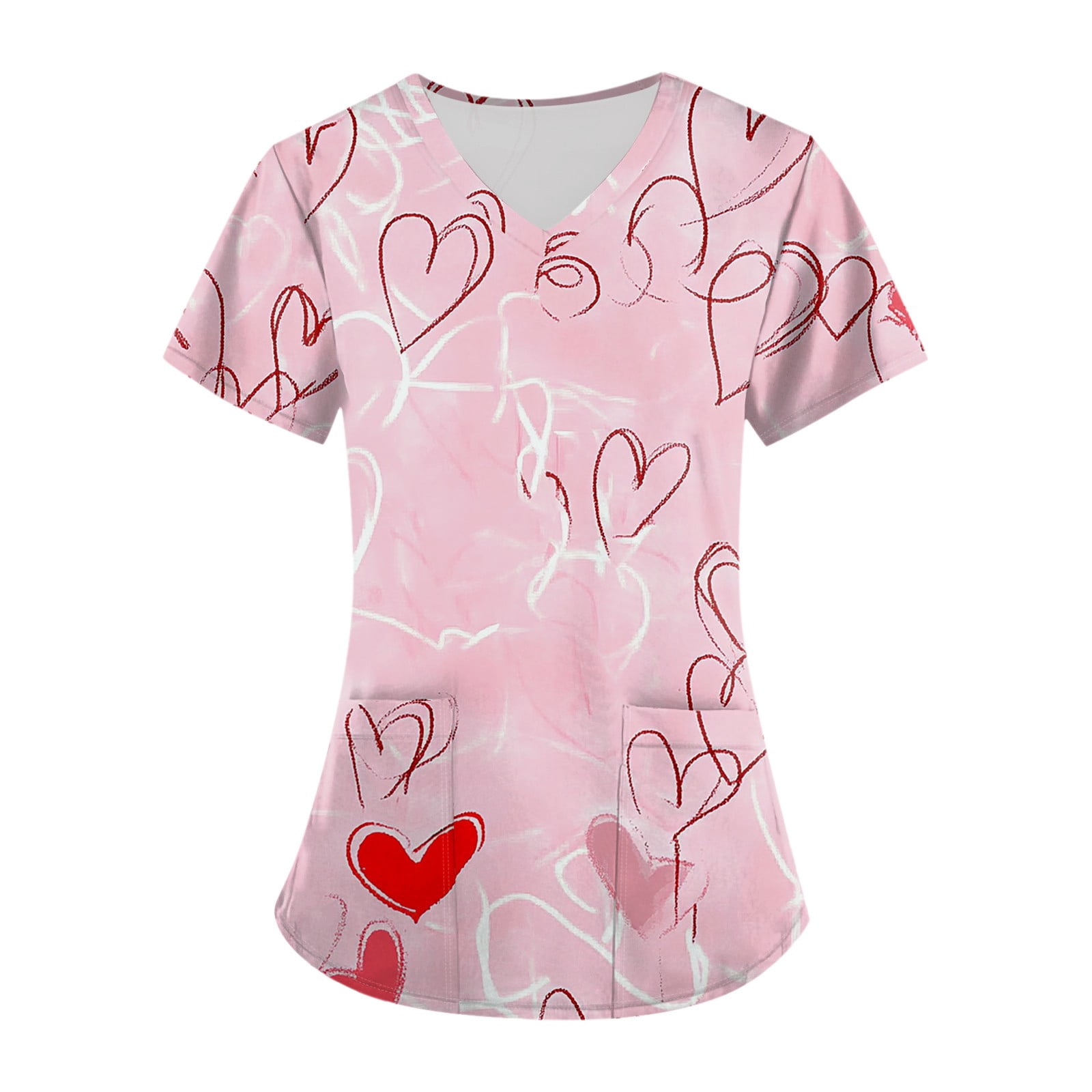 Iaqnaocc Scrub Tops Women Plus Size Lightweight Valentine's Hearts ...