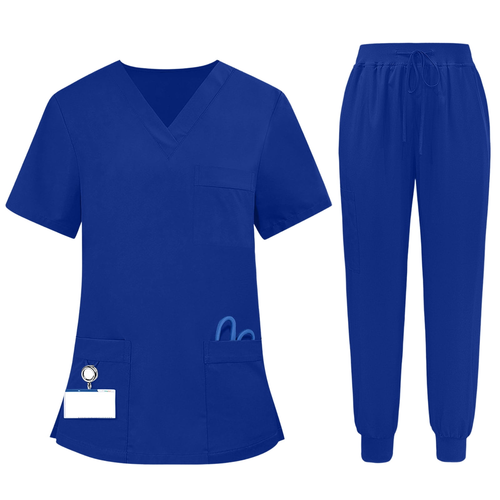 Iaqnaocc Scrubs for Women Healthcare V Neck Scrub Pants and Tops Scrub ...