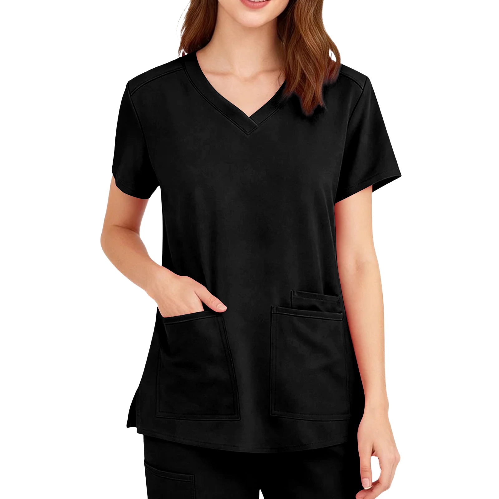 Iaqnaocc Scrubs for Women Premium Comfort Fit Nursing Uniform Fashion V ...