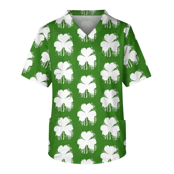 Iaqnaocc St Patrick's Day Mens Scrubs Plus Size Irish Shamrocks ...