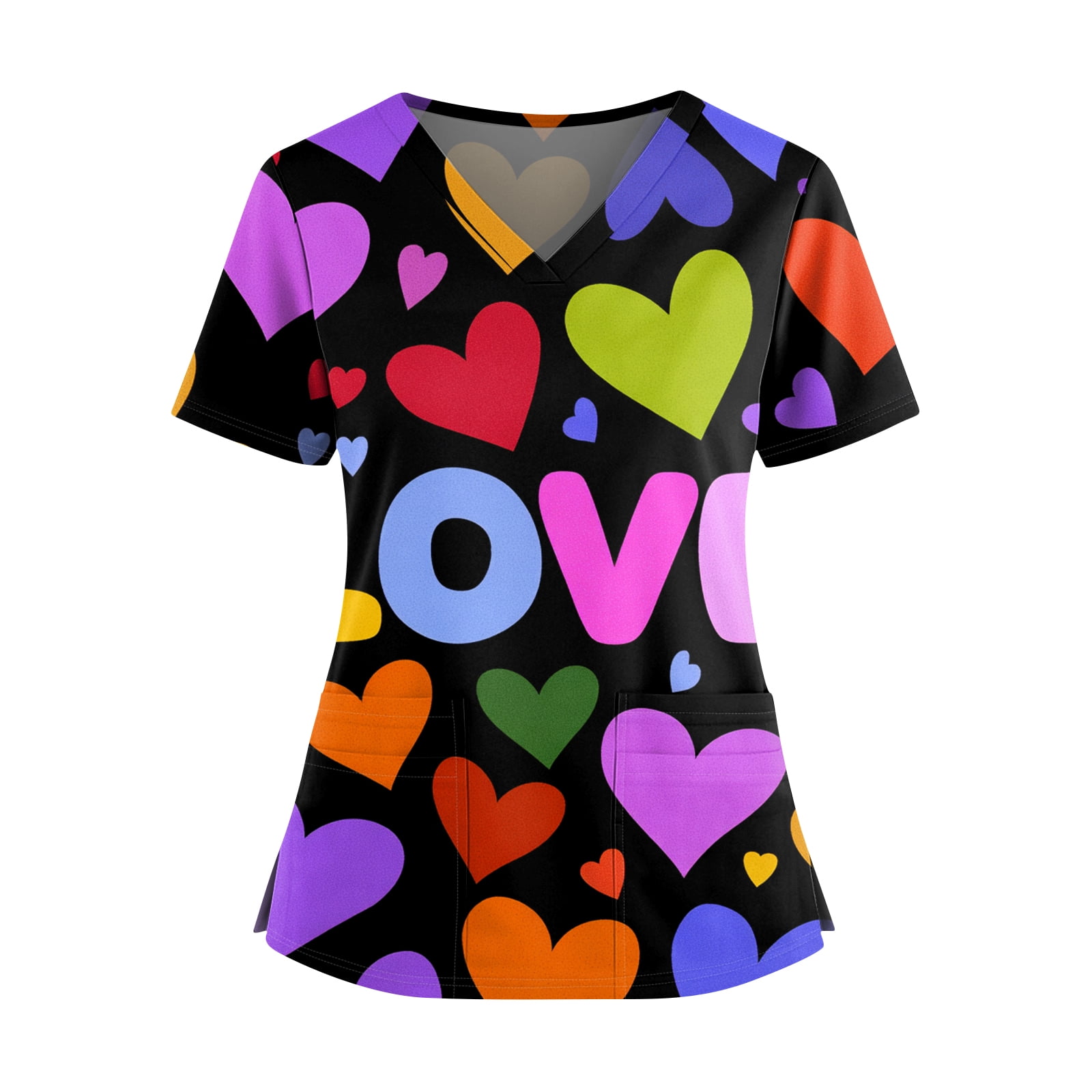 Iaqnaocc Valentine Scrubs for Women Plus Size Love Heart Graphic ...