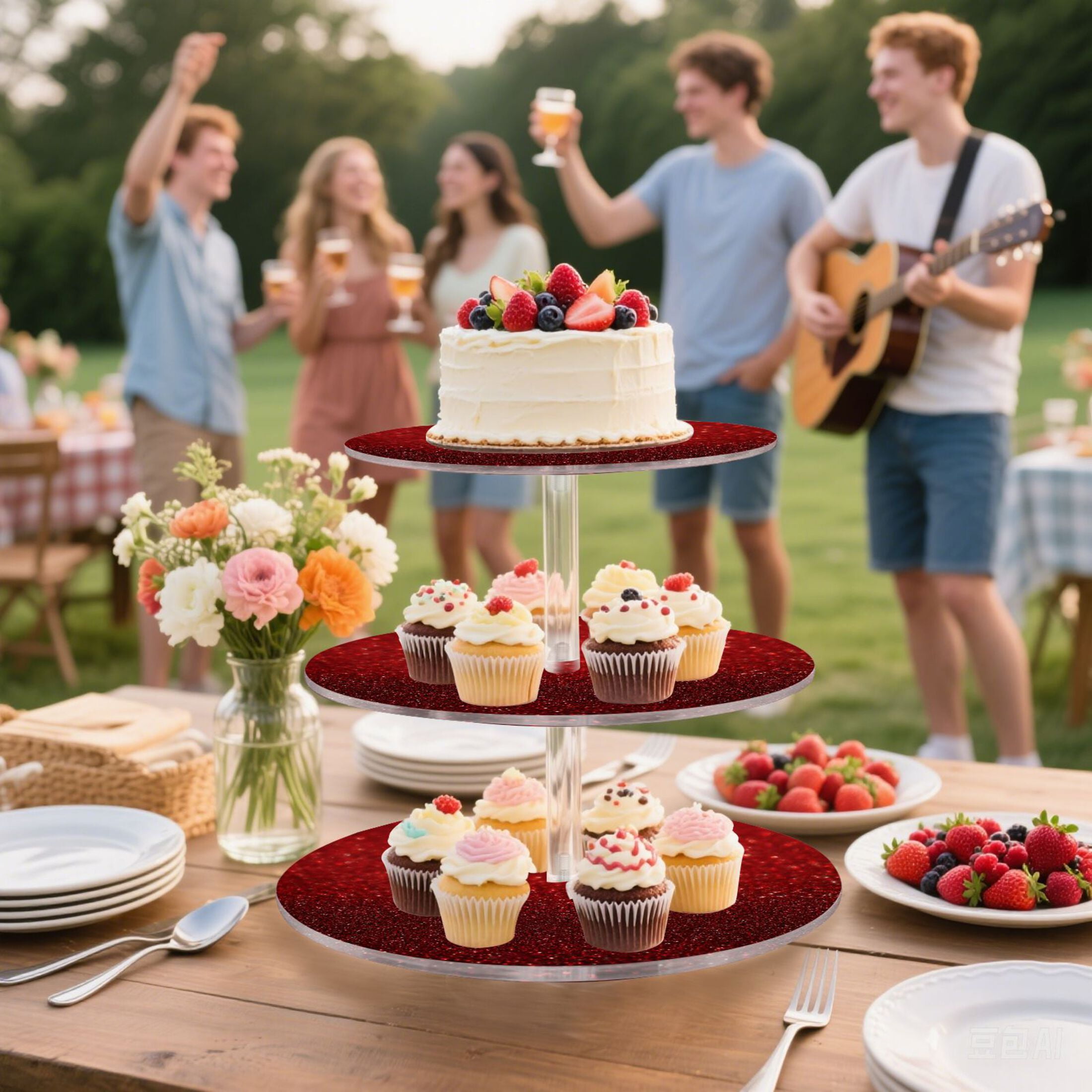 Iauyy 3 Tier Acrylic Cake Stand -DIY Design Wedding Dessert Display ...