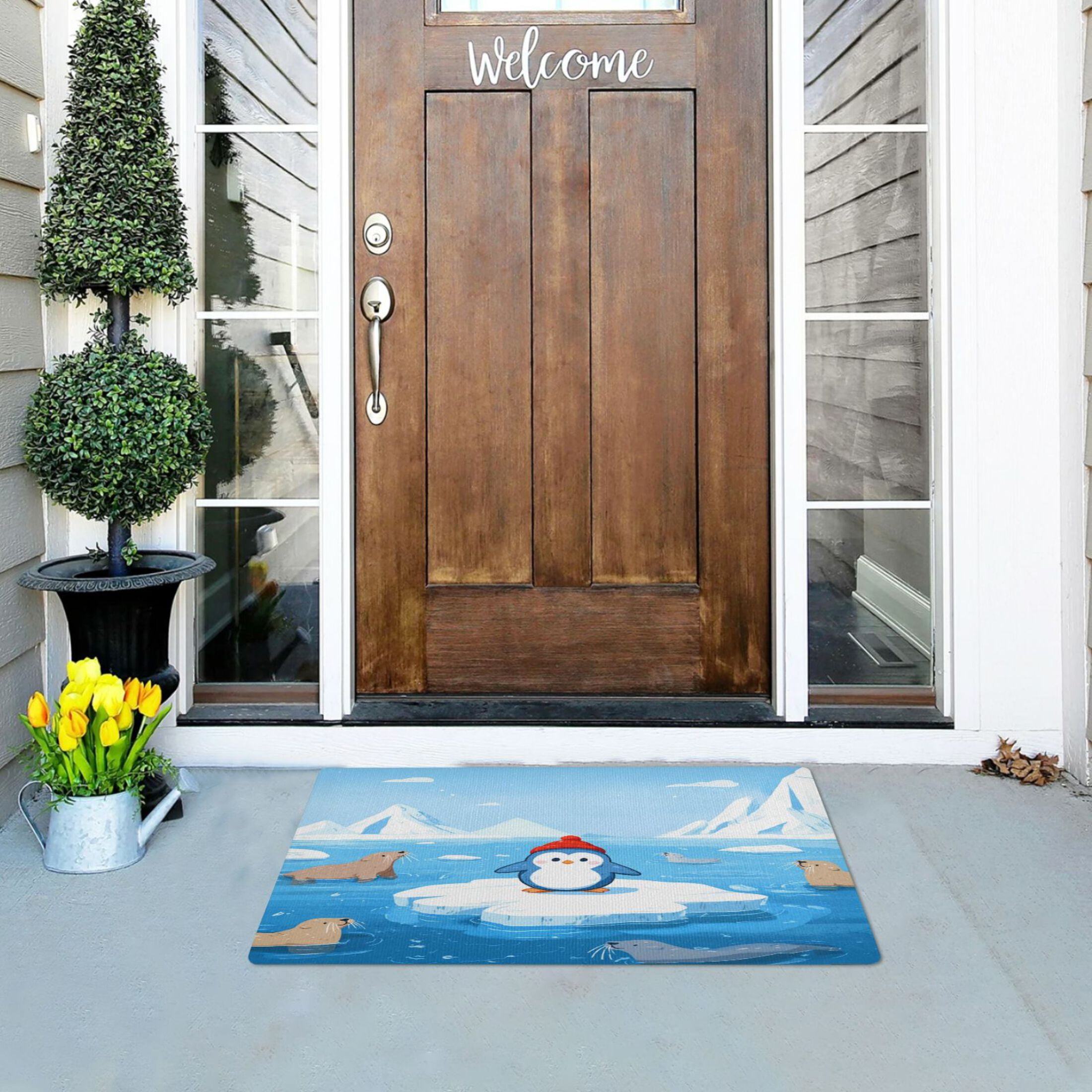 Iauyy Doormat Outdoor Indoor Non-Slip Washable Welcome Mat,Low-Profile ...