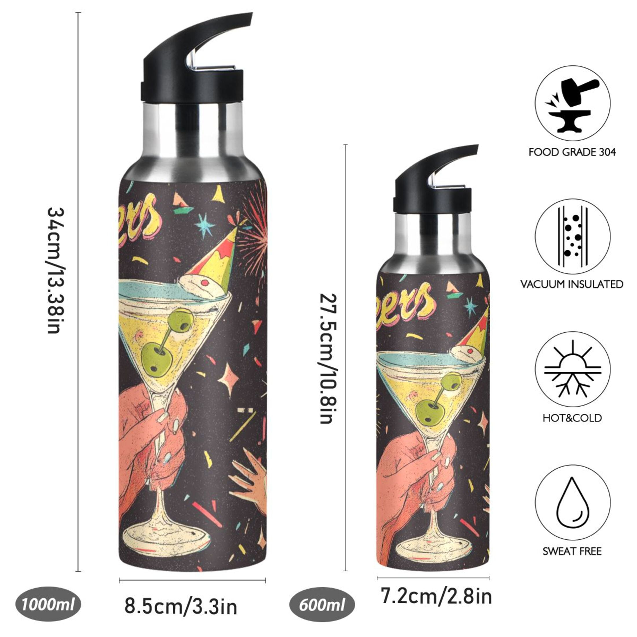 Iauyy Stainless Steel Double-Wall Vacuum Insulated Water Bottle with ...