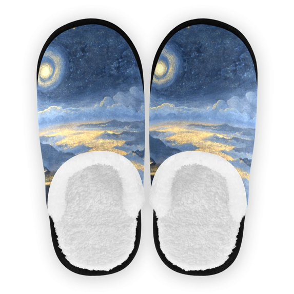 Iauyy Women's Men's Slippers, Non-Slip Travel Unisex Cotton Flannel ...