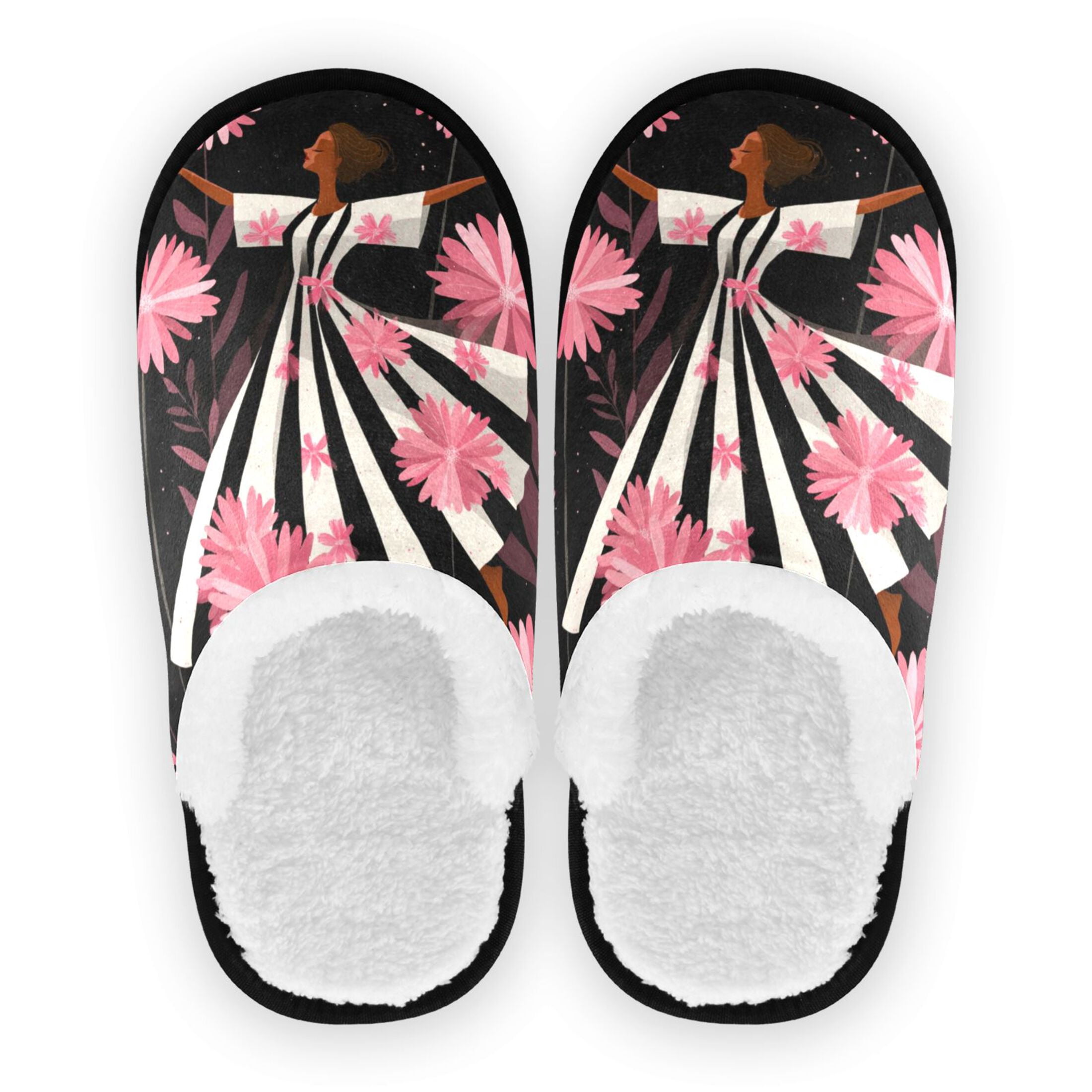 Iauyy Women's Men's Slippers, Non-Slip Travel Unisex Cotton Flannel ...