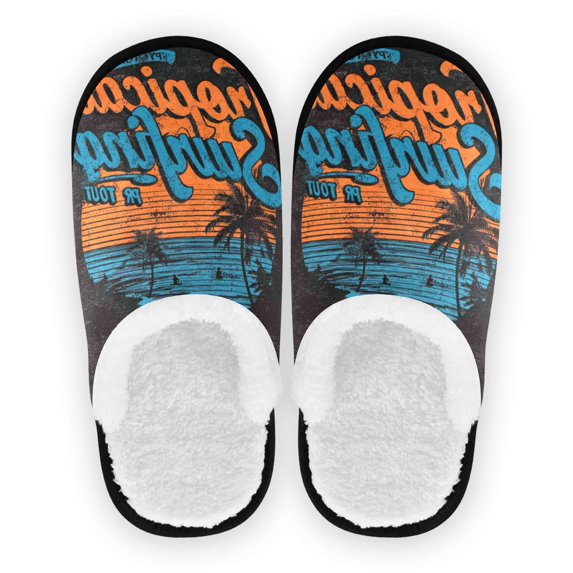 Iauyy Women's Men's Slippers, Non-Slip Travel Unisex Cotton Flannel ...
